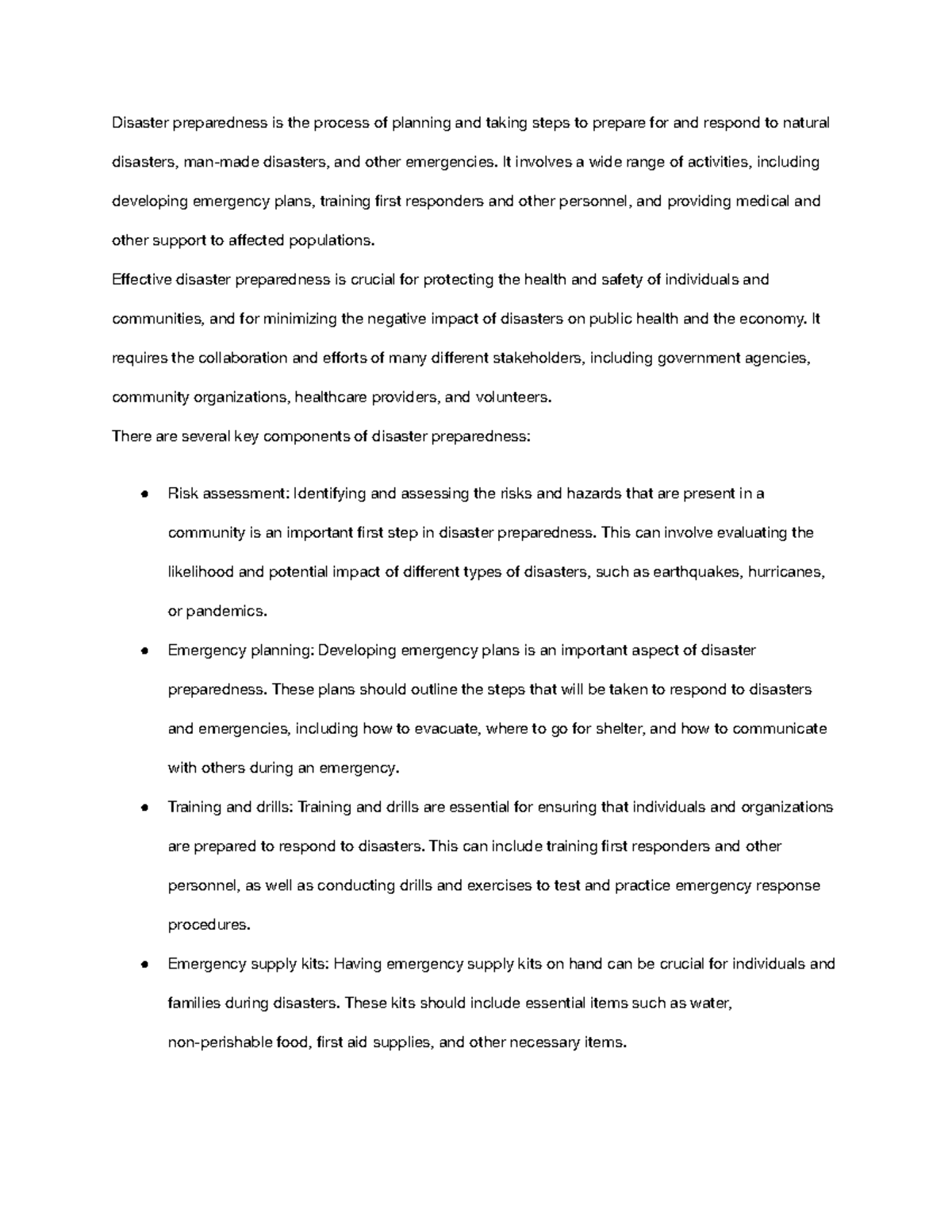 Disaster preparedness - It involves a wide range of activities ...