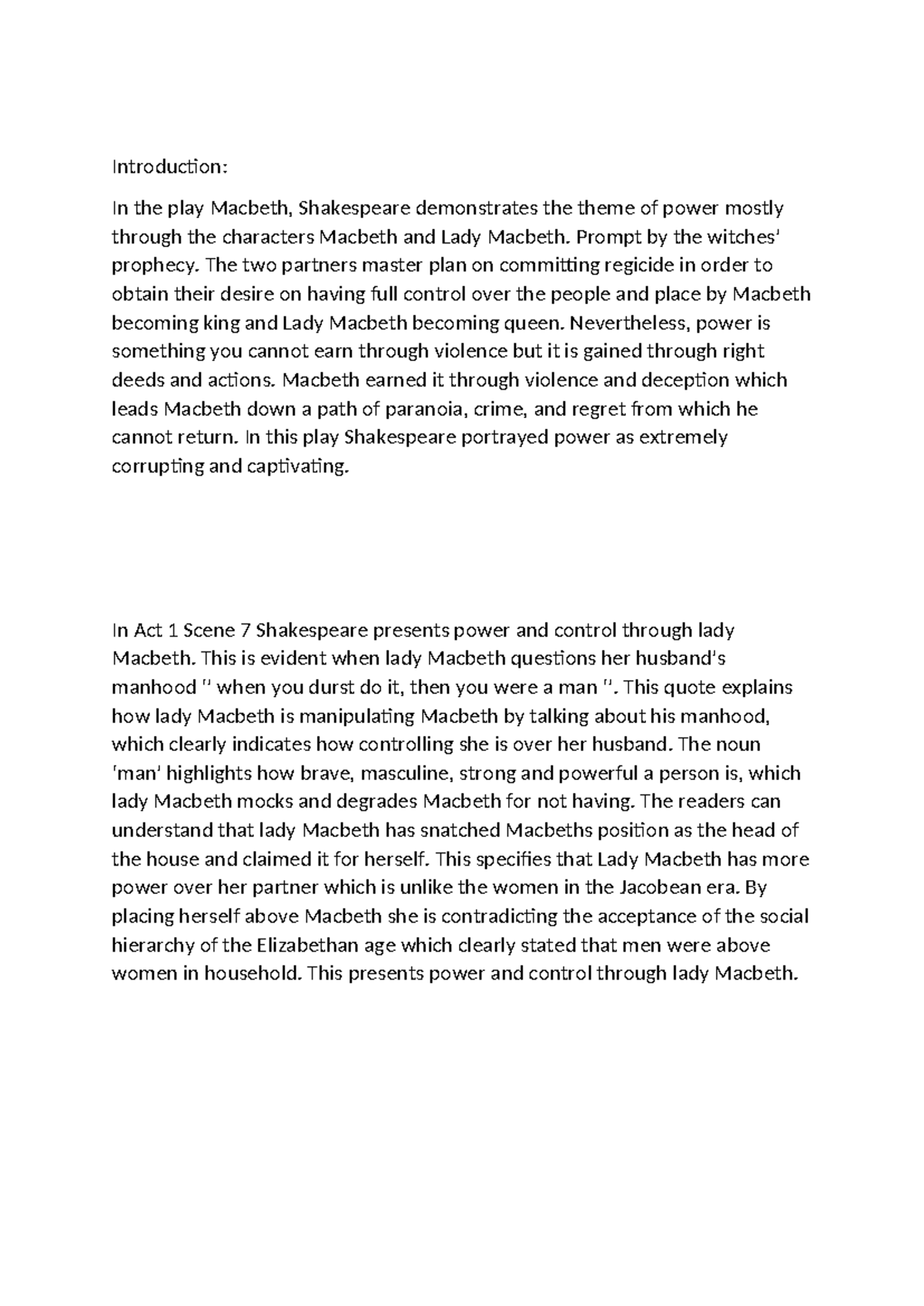 How is power presented in Macbeth - Introduction: In the play Macbeth ...