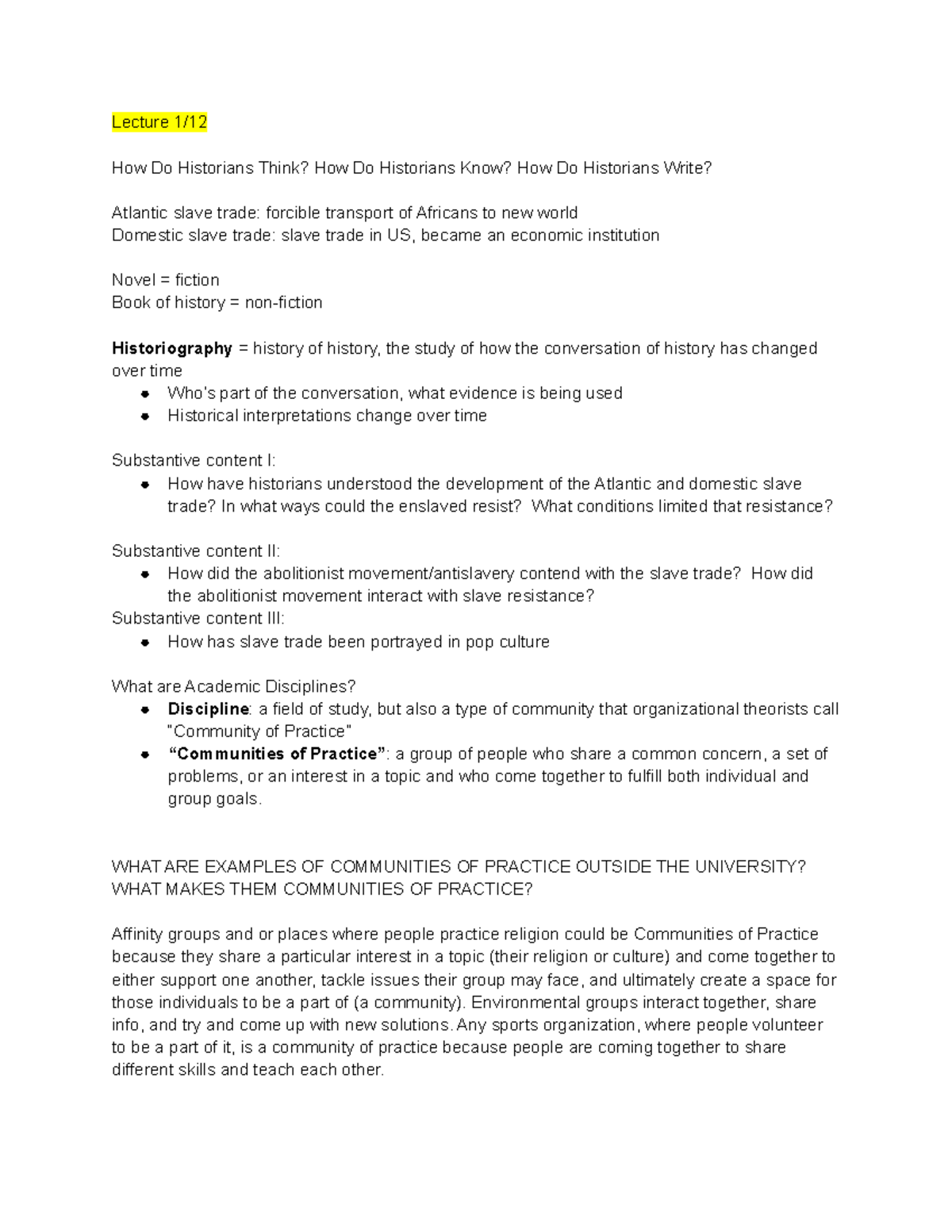 HIST 9 Week 1 - Professor Majewski - Lecture 1/ How Do Historians Think ...