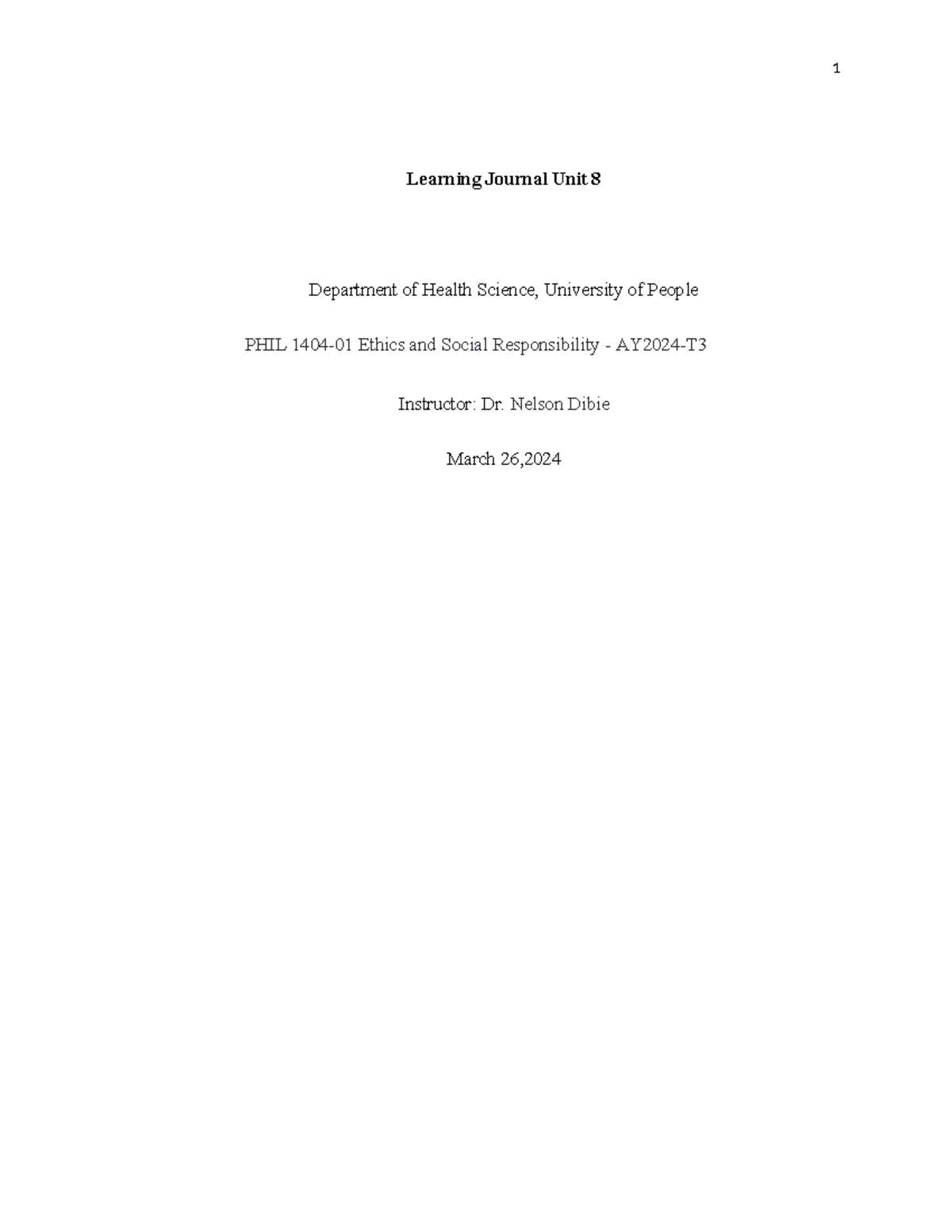 Learning Journal Unit 8 Ethics and Social Responsibility - Learning ...