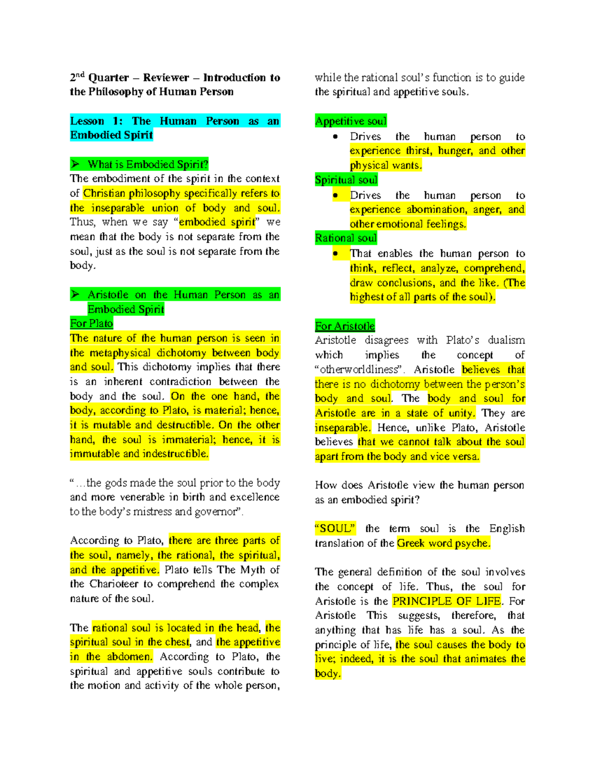 2nd Quarter Philosophy Reviewer - 2 nd Quarter – Reviewer – Introduction to the Philosophy of ...