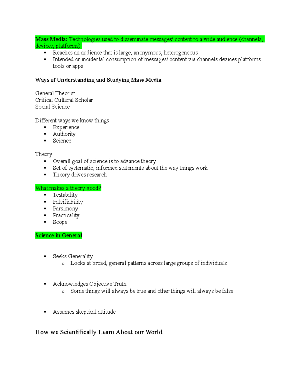 Unit 1 Full Notes - Mass Media: Technologies used to disseminate ...