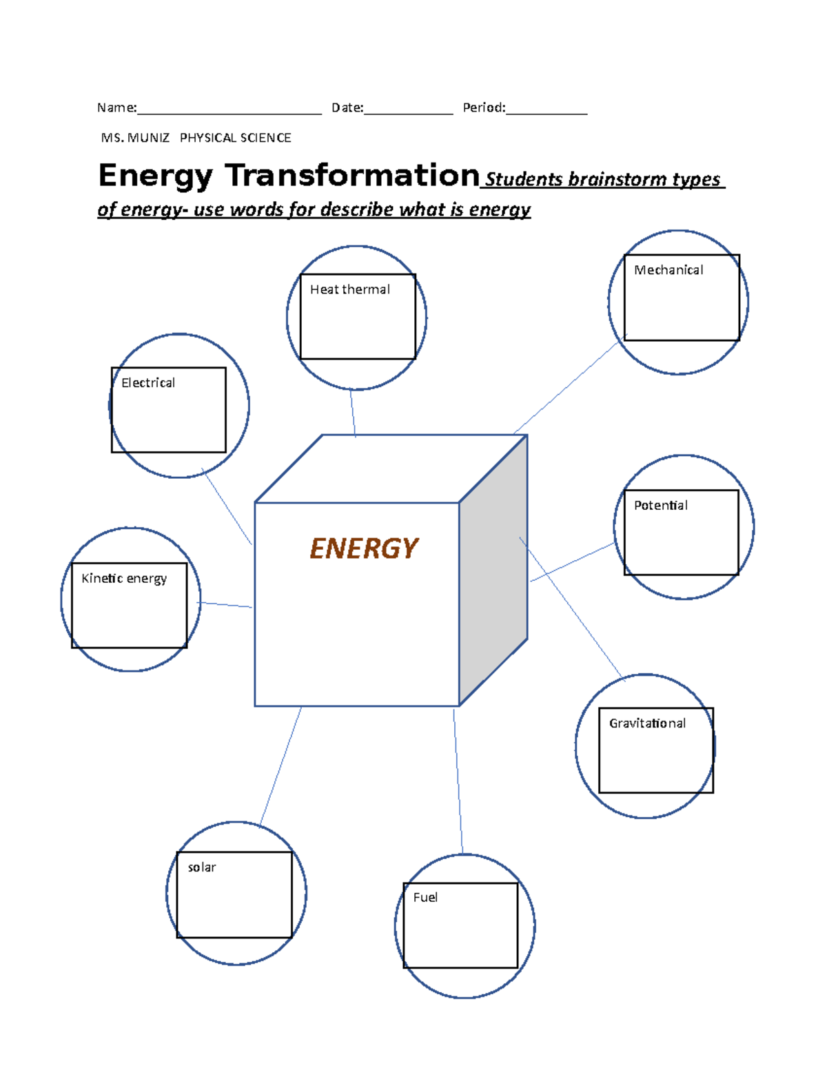 Energy transformation Guide Notes - Name:__MS. MUNIZ PHYSICAL SCIENCE ...