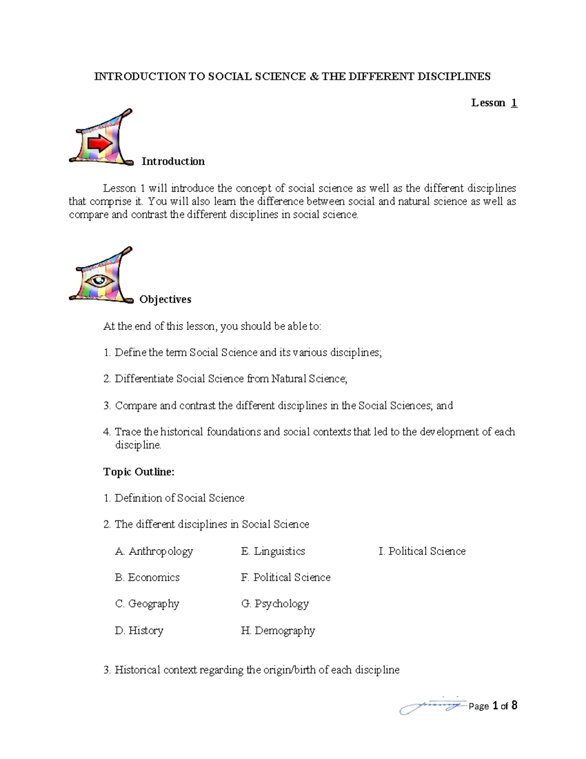 Lesson 1 DISS Introduction to Social Science and Its Disciplines ...