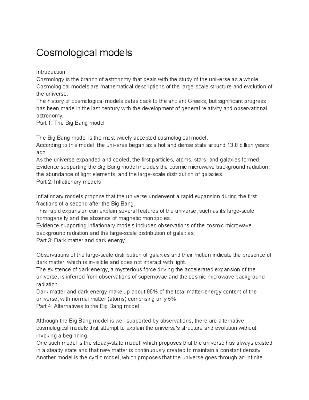 General Physics Iii Phy 2040 Lecture 50 Cosmological Models Cosmological Models