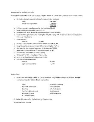 Practice problem on journalizing - Practice problem 1 on journalizing ...