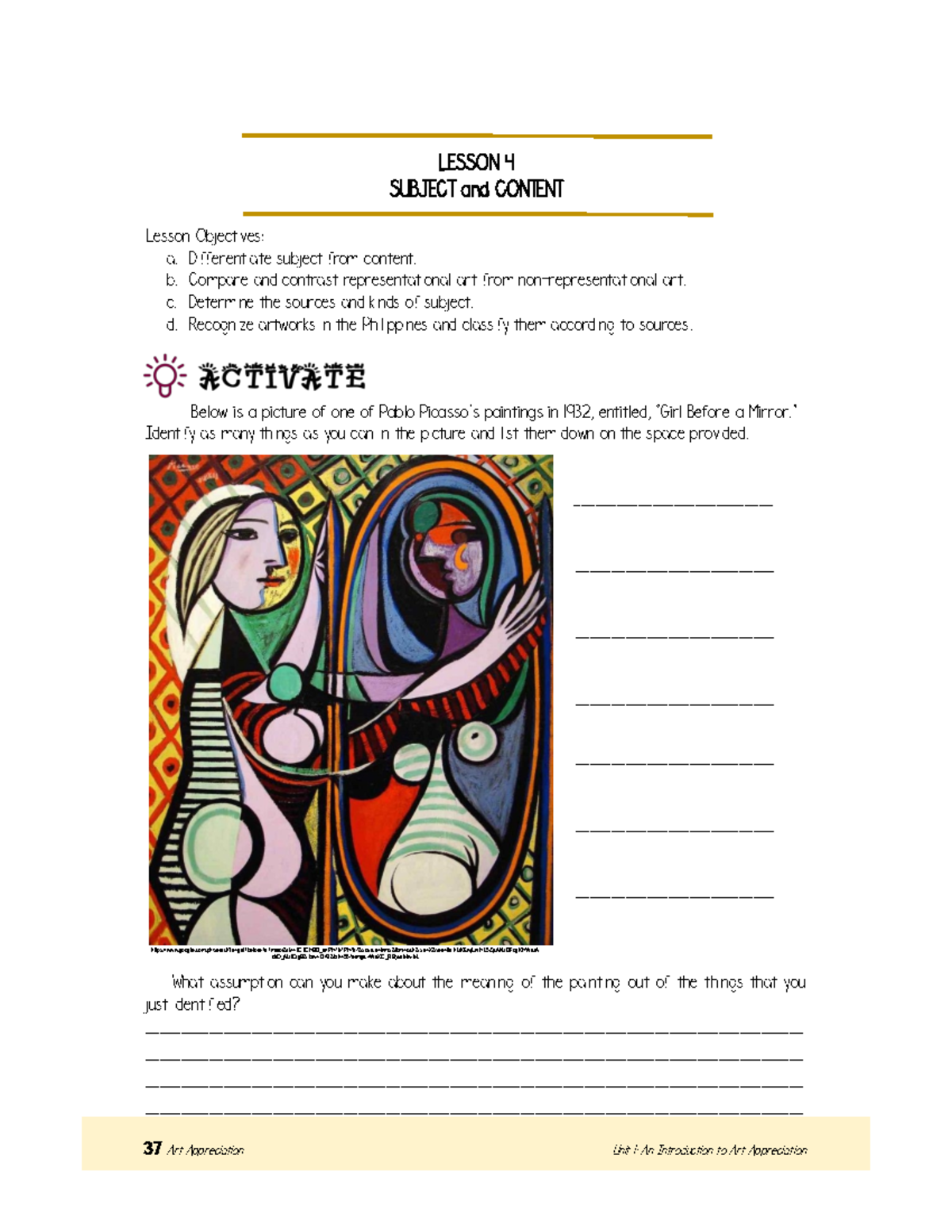 Lesson 4 Subject AND Content - LESSON 4 SUBJECT and CONTENT Lesson ...