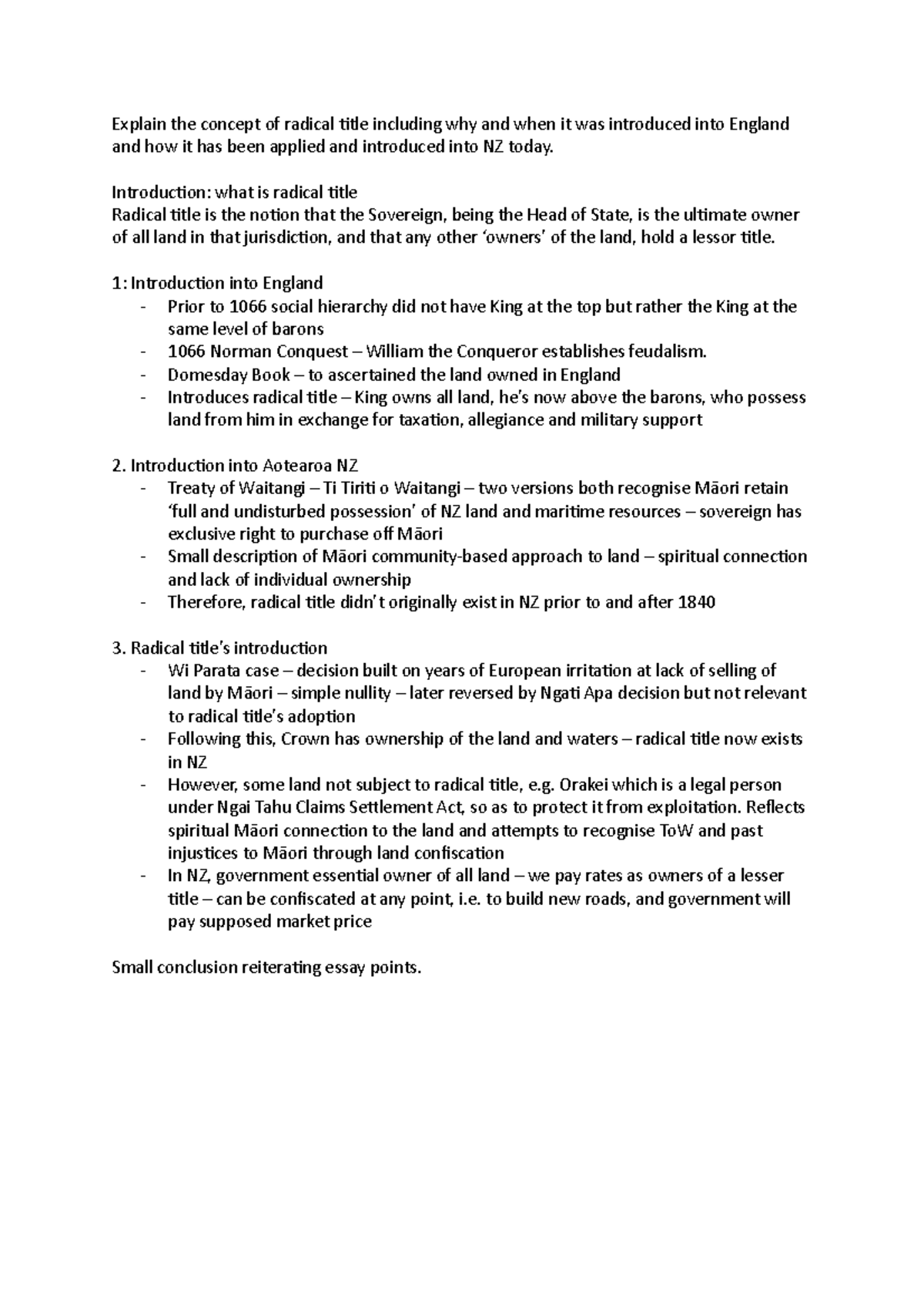 Radical Title Essay - Explain the concept of radical title including ...