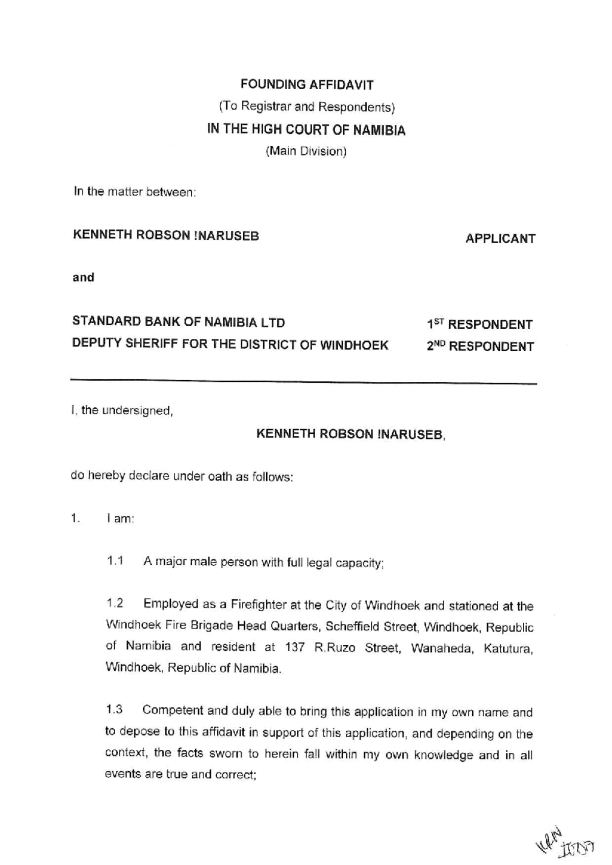 Founding Affidavit - Kenneth Robson Naruseb compressed - Civil ...