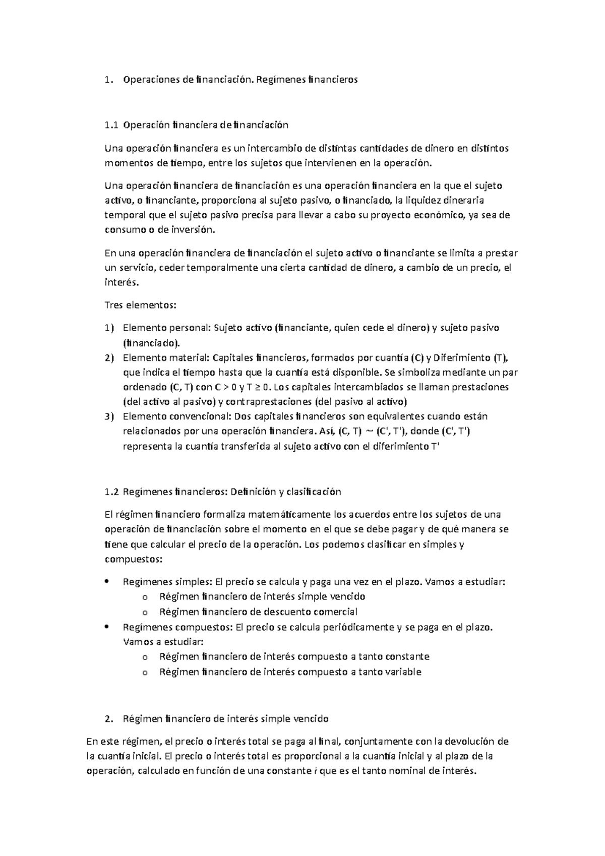 Módulo 1 - Resumen - mòdul 1 apunts uoc - 1. Operaciones de financieros 1 financiera de Una ...