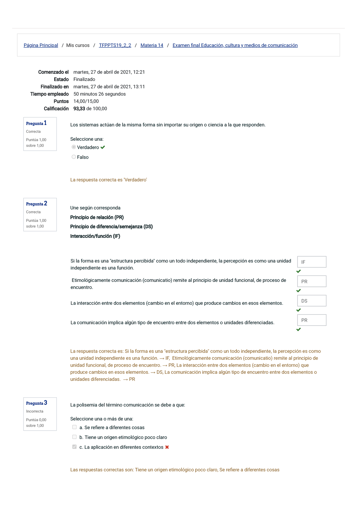 Examen final Educación, cultura y medios de comunicación Revisión del ...