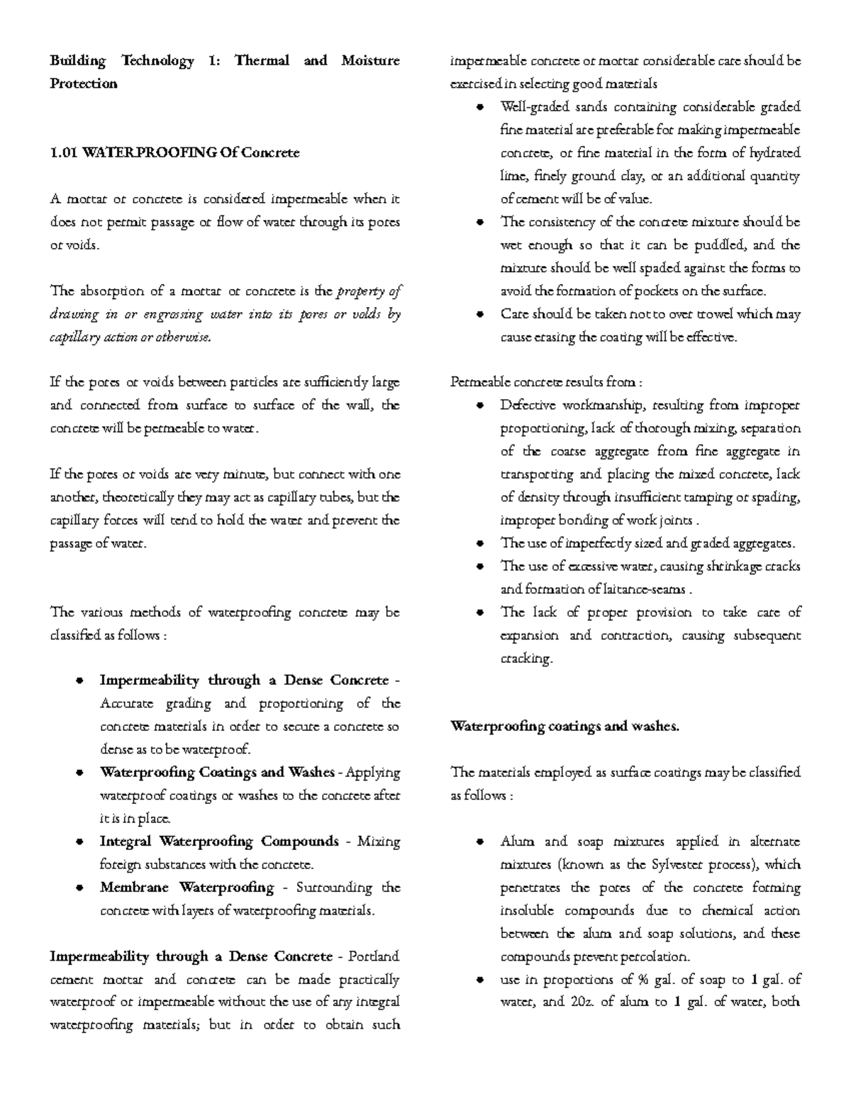 Mod 4 - notes - Building Technology 1: Thermal and Moisture Protection ...