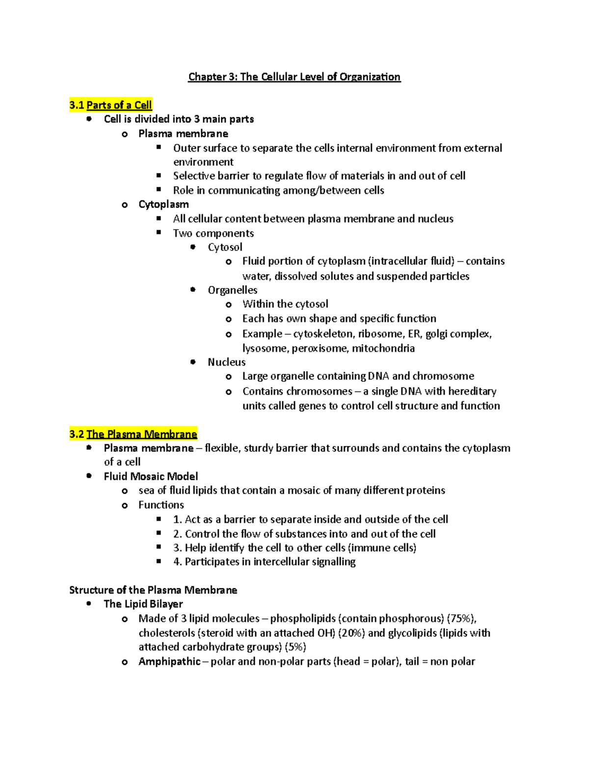 Chapter 3- The Cell (Autosaved) (Autosaved) - Chapter 3: The Cellular ...