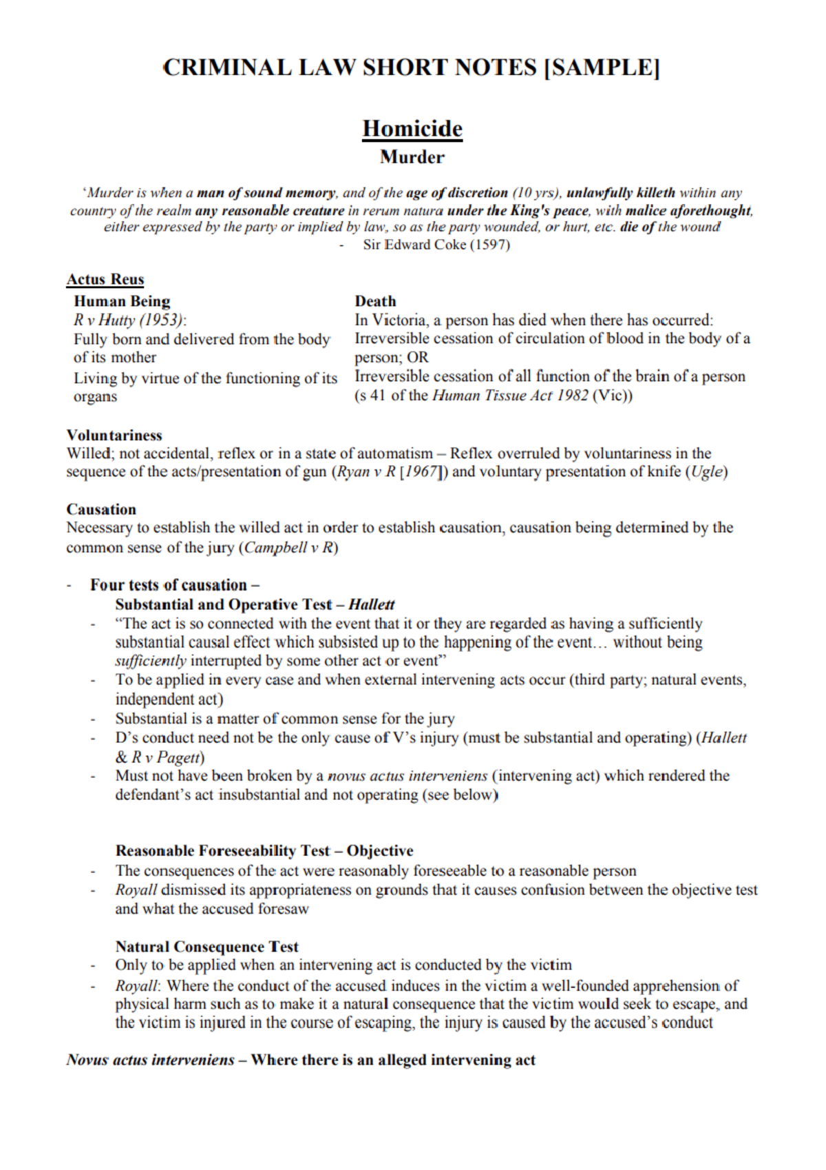 Murder notes - informed english report - Studocu