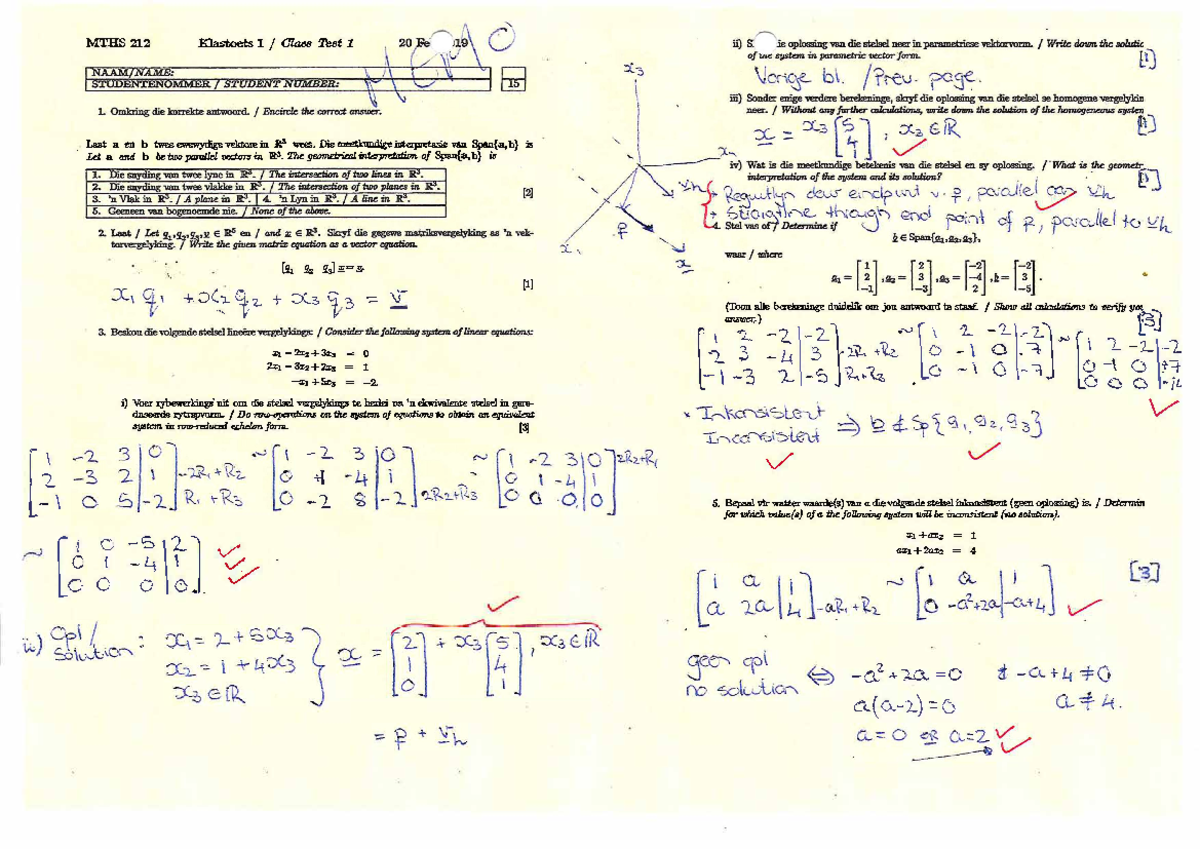 2019 Klastoets 1 - memo - tutorial work - [·i- \ MTHS 212 Klastoets 1 ...