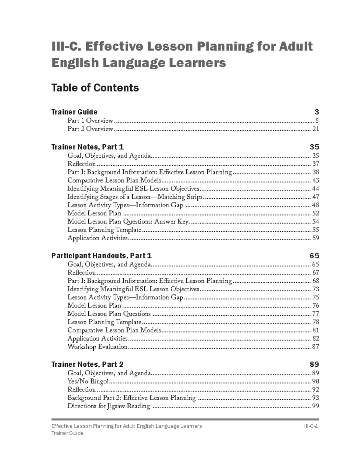 III C Effective Lesson Planning - III-C. Effective Lesson Planning for ...