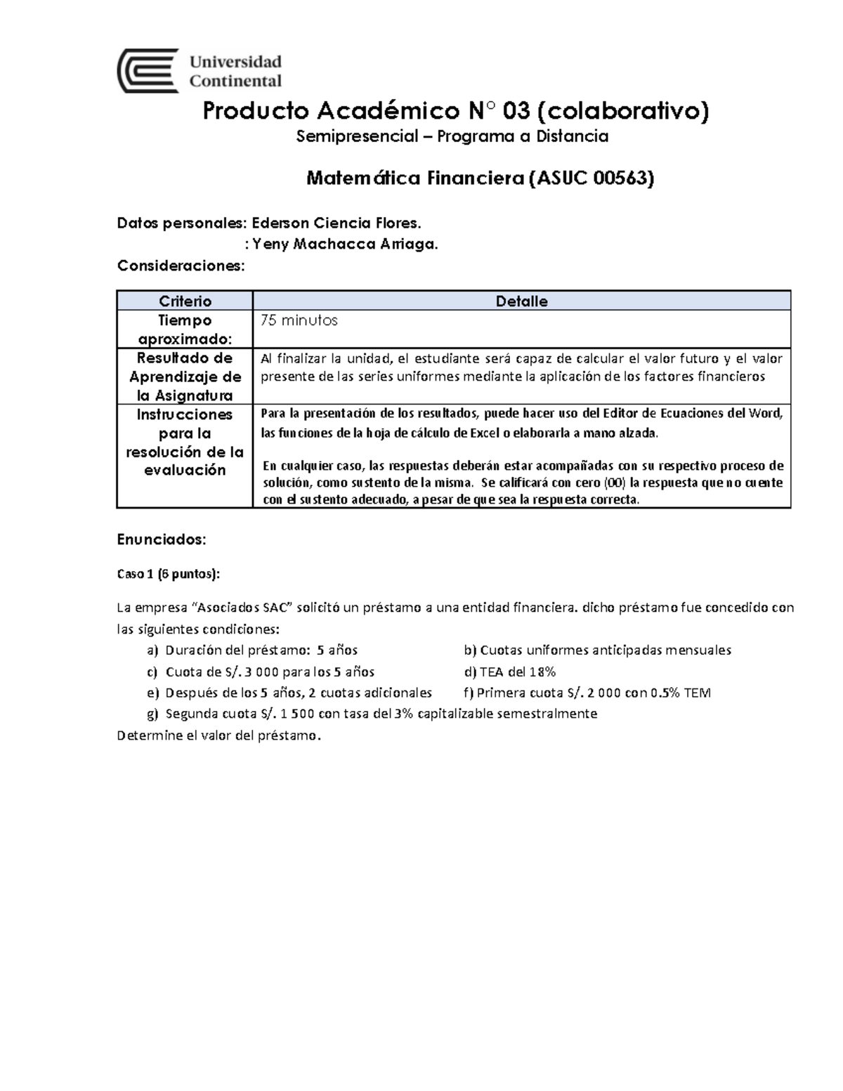 PA N° 03 DE Matematica Financiera - Grupal - Producto AcadÈmico N∞ 03 (colaborativo ...