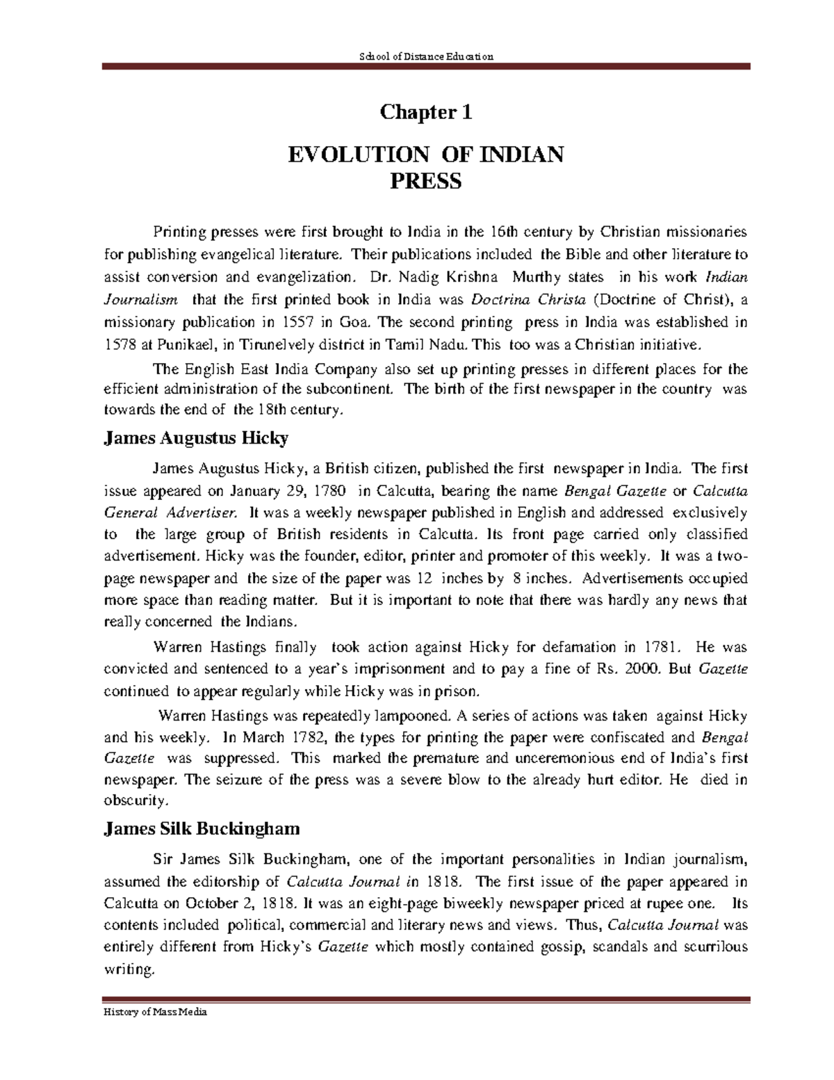 Evolution of Indian press - Chapter 1 EVOLUTION OF INDIAN PRESS ...