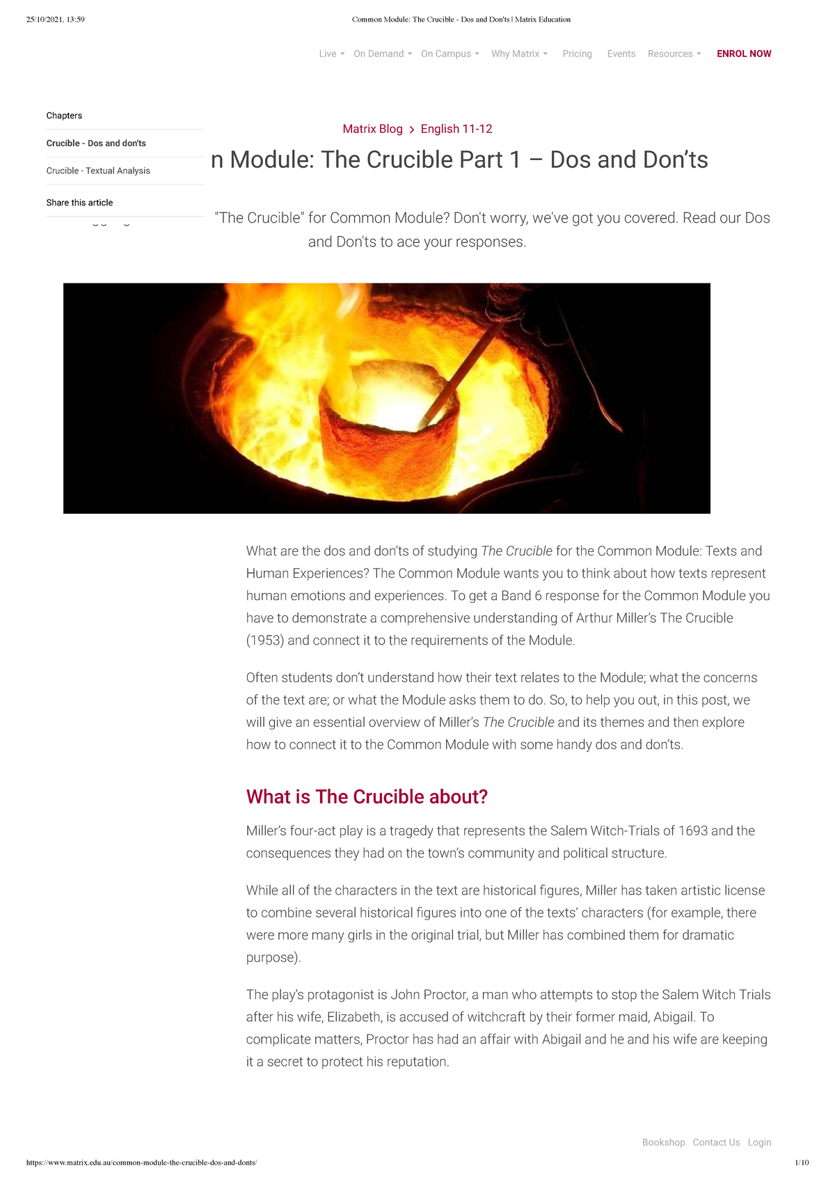 Common Module The Crucible - Dos and Don'ts Matrix Education - Matrix ...