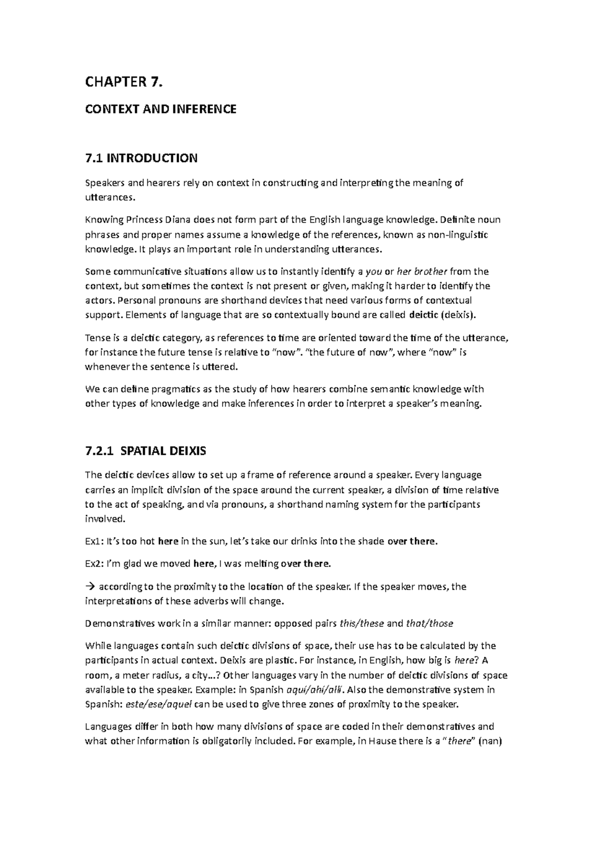 Chapter 7 Context and Inference - CHAPTER 7. CONTEXT AND INFERENCE 7 ...