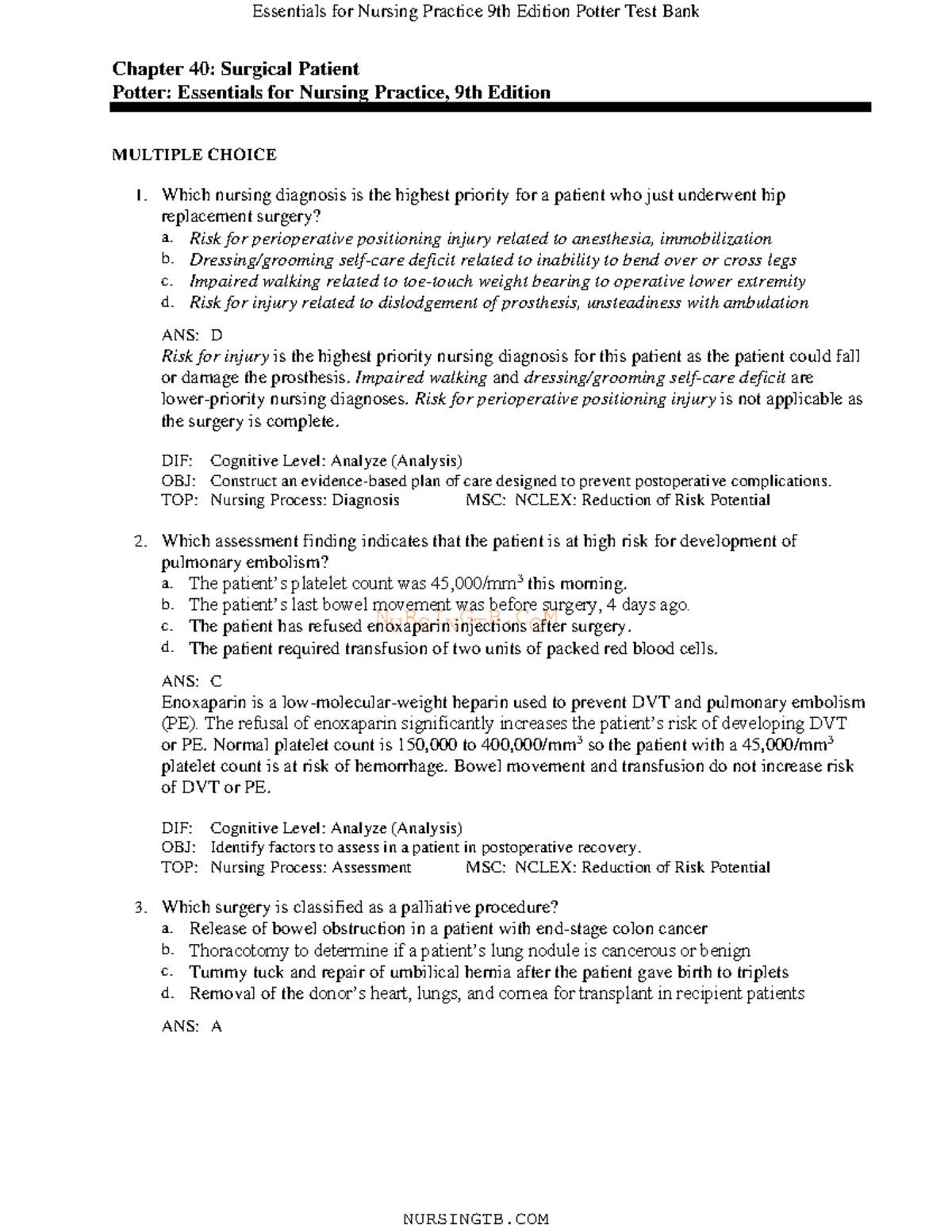 978032348184740 - Test bank question fundies - NURSINGTB Chapter 40 ...