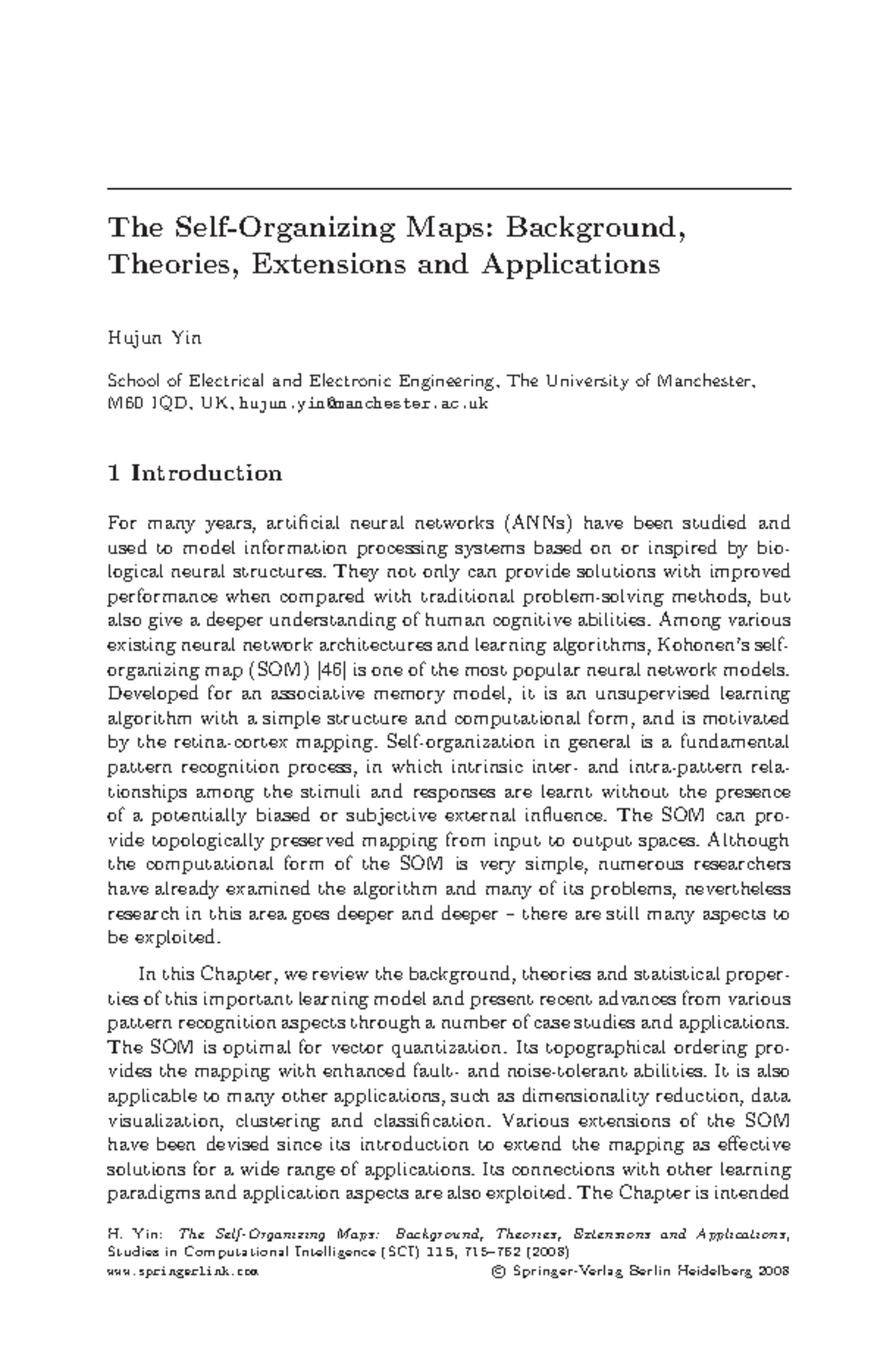 SOMs-Background Theories Extensions Applications - The Self-Organizing ...