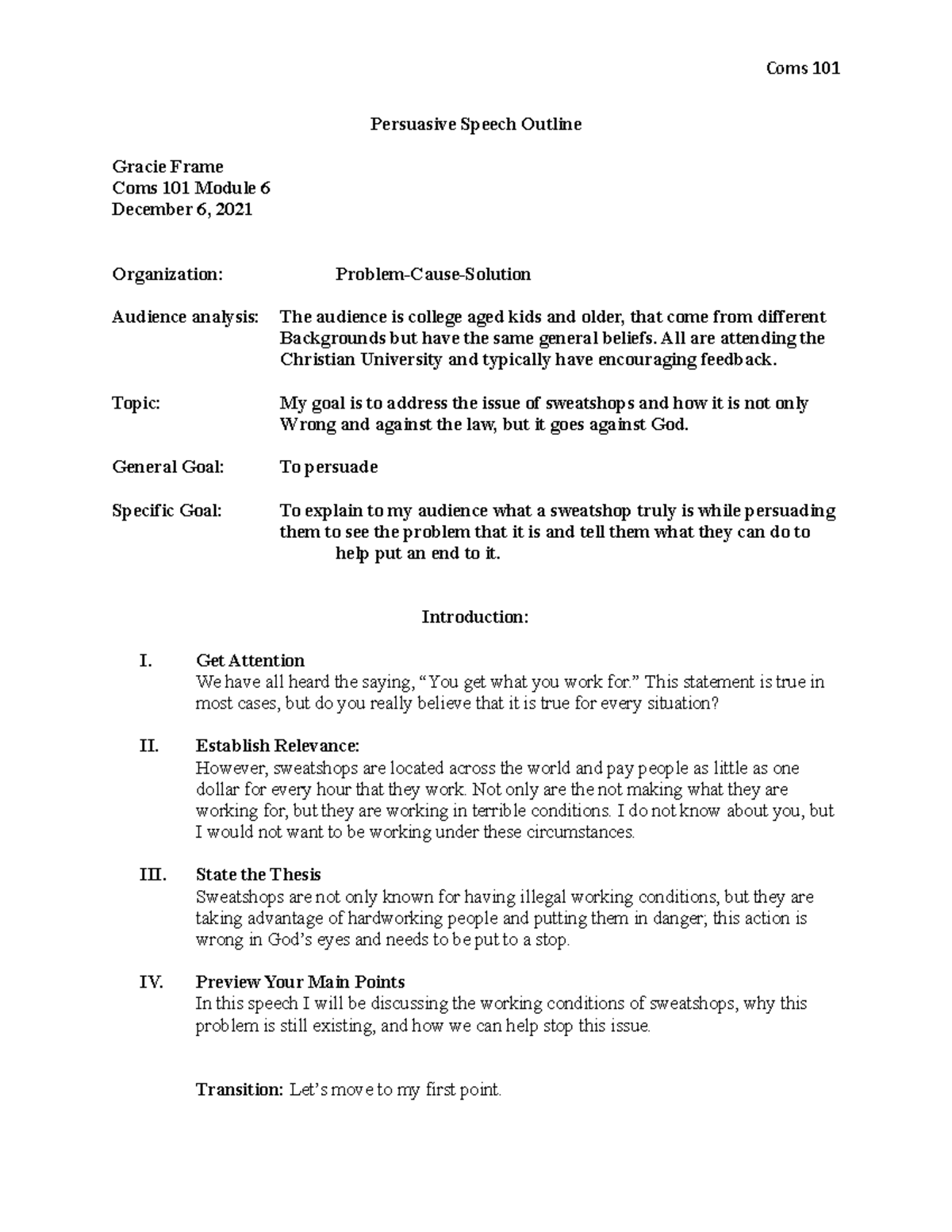 Persuasive Speech Outline - Persuasive Speech Outline Gracie Frame Coms ...