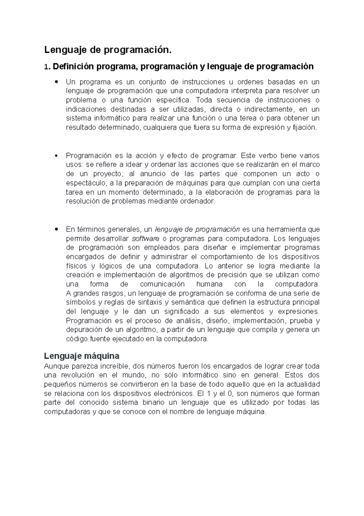 Documento 4 APUNTES DE CLASE Y CURSO, TIPOS DE PROGRAMACION - Lenguaje ...