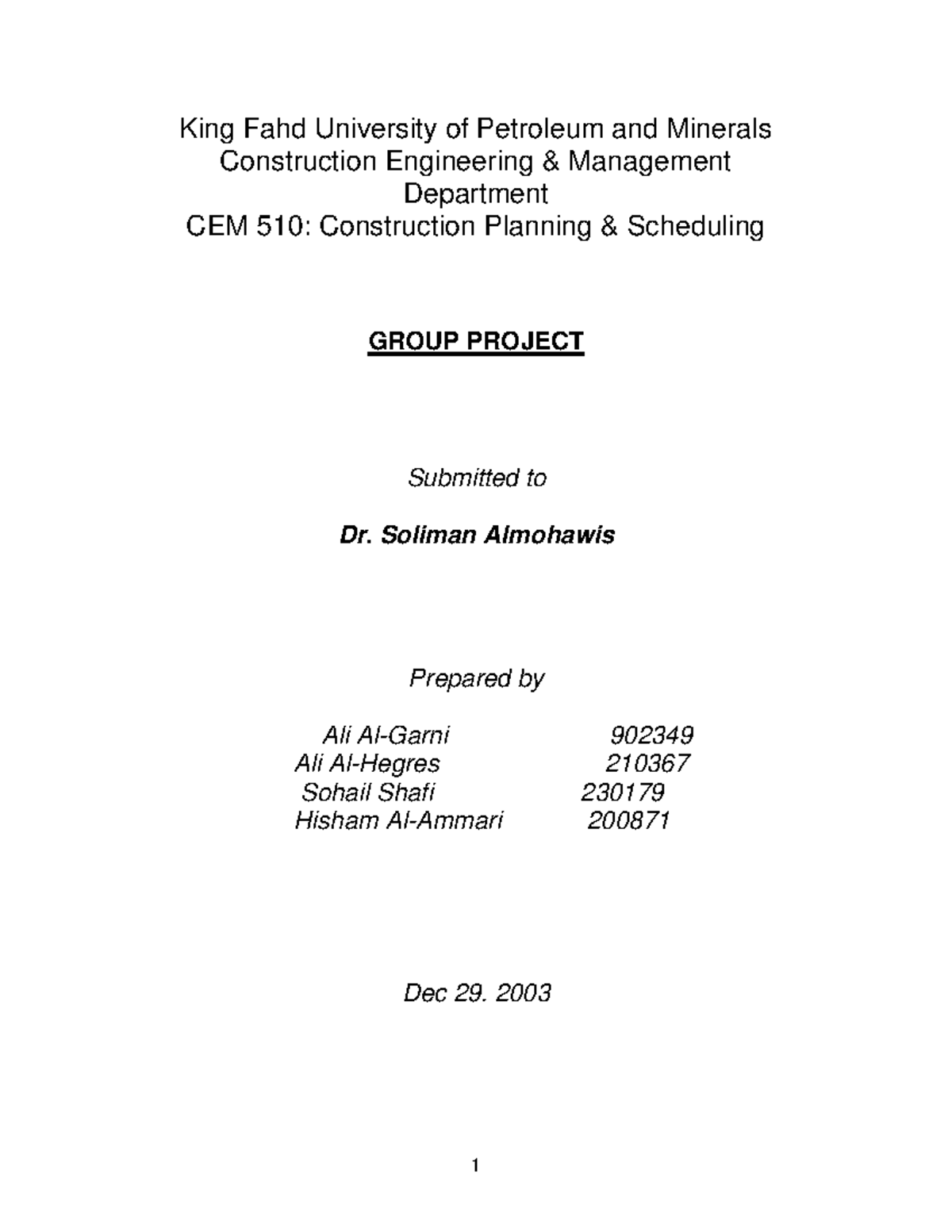 CEM510-Primary-Contractor - King Fahd University of Petroleum and Minerals Construction ...