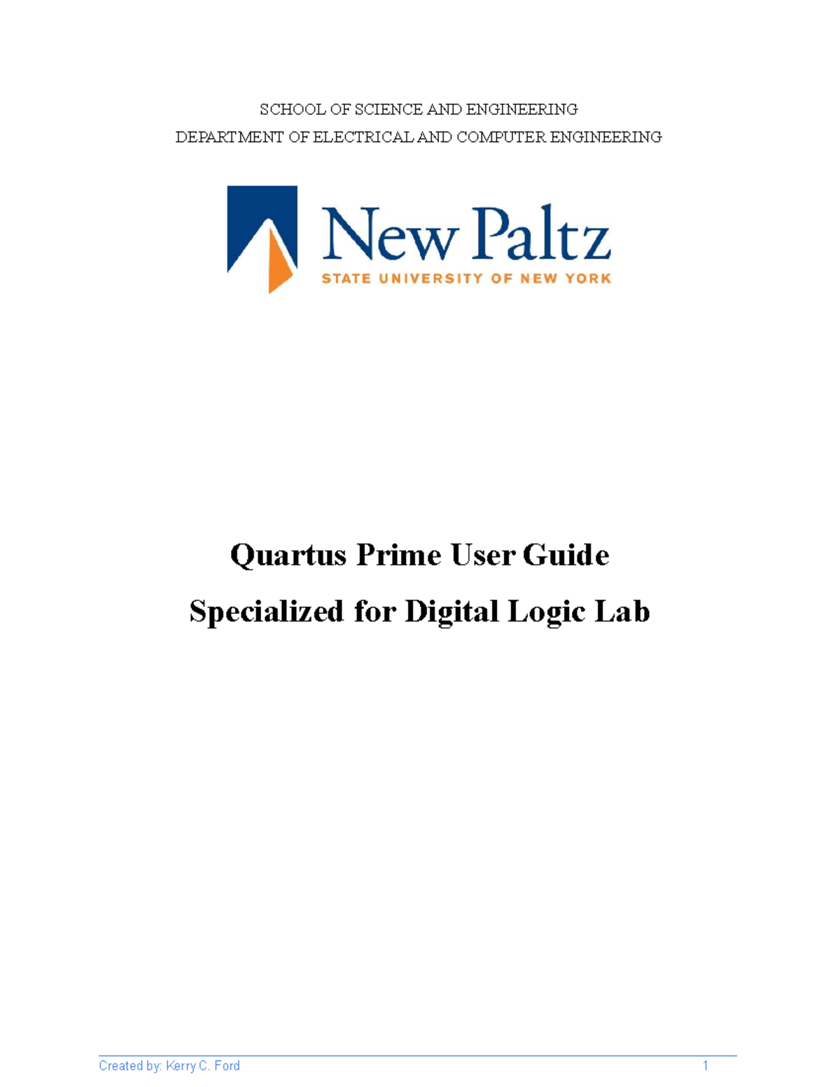 Quartus Prime User Guide - SCHOOL OF SCIENCE AND ENGINEERING DEPARTMENT ...