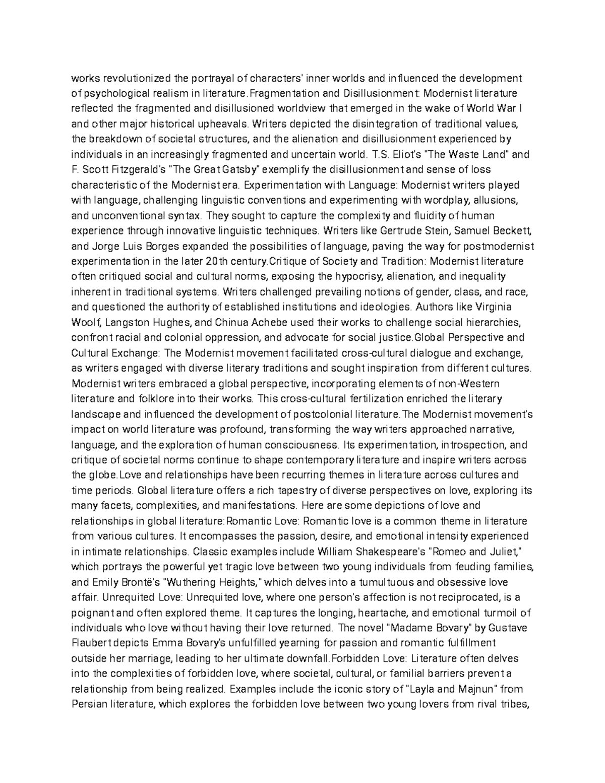 World Literatur-12 - Notes - works revolutionized the portrayal of ...