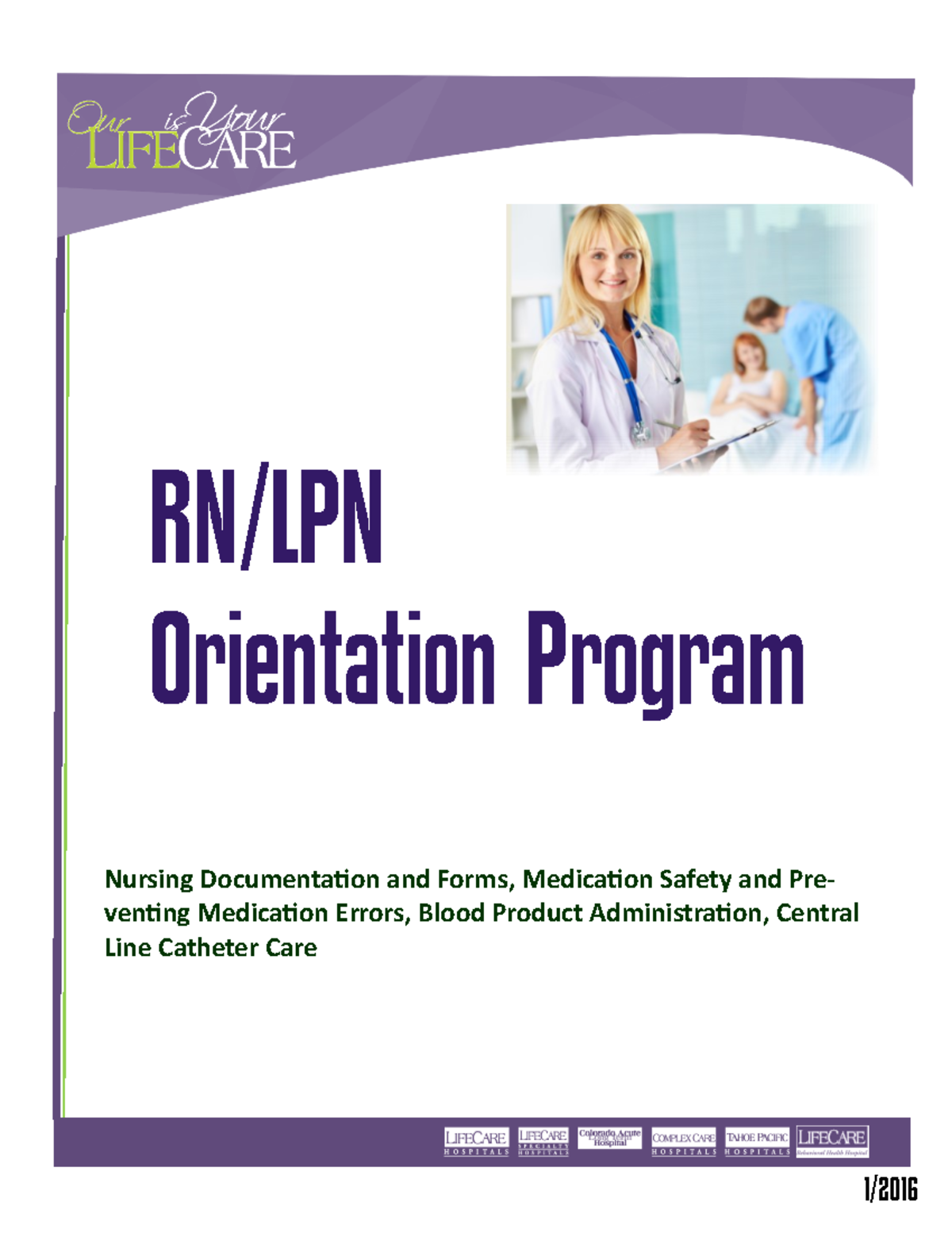 Lifecare-Nurse Orientation - 1/ RN/LPN Orientation Program Nursing ...