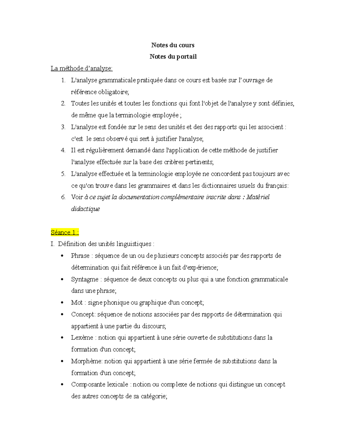 Terminologie grammaire - Notes du cours Notes du portail La méthode d ...