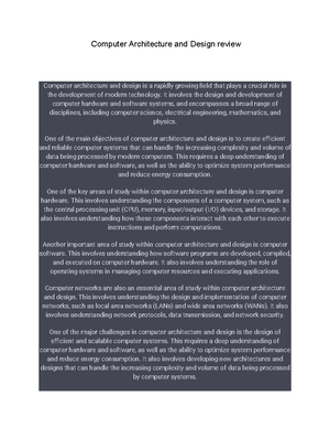 Computer Architecture and Design essay - Computer Architecture and ...