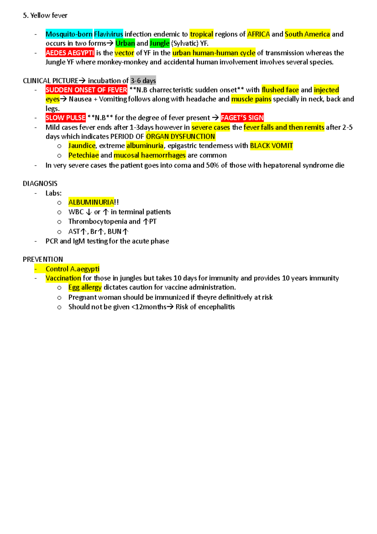 5. Yellow fever - Grade: A - Yellow fever Mosquito-born Flavivirus ...