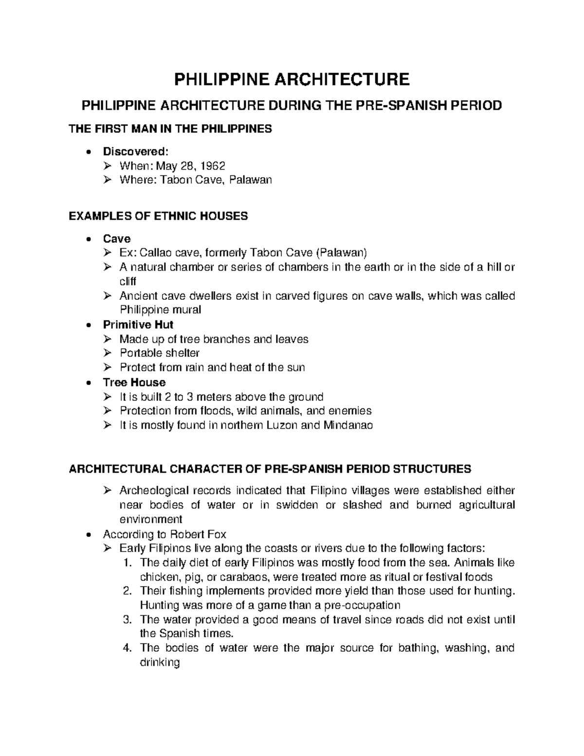 History of Architecture 4 Reviewer - PHILIPPINE ARCHITECTURE PHILIPPINE ARCHITECTURE DURING THE ...
