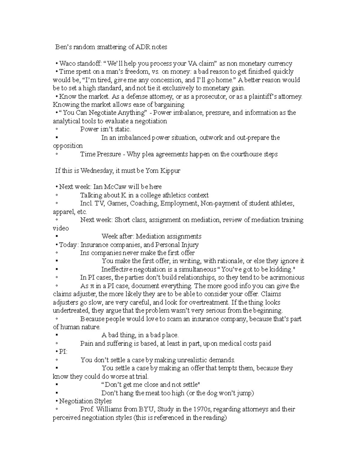 ADR Notes Ben Fall 2015 - Outline - Ben’s random smattering of ADR ...