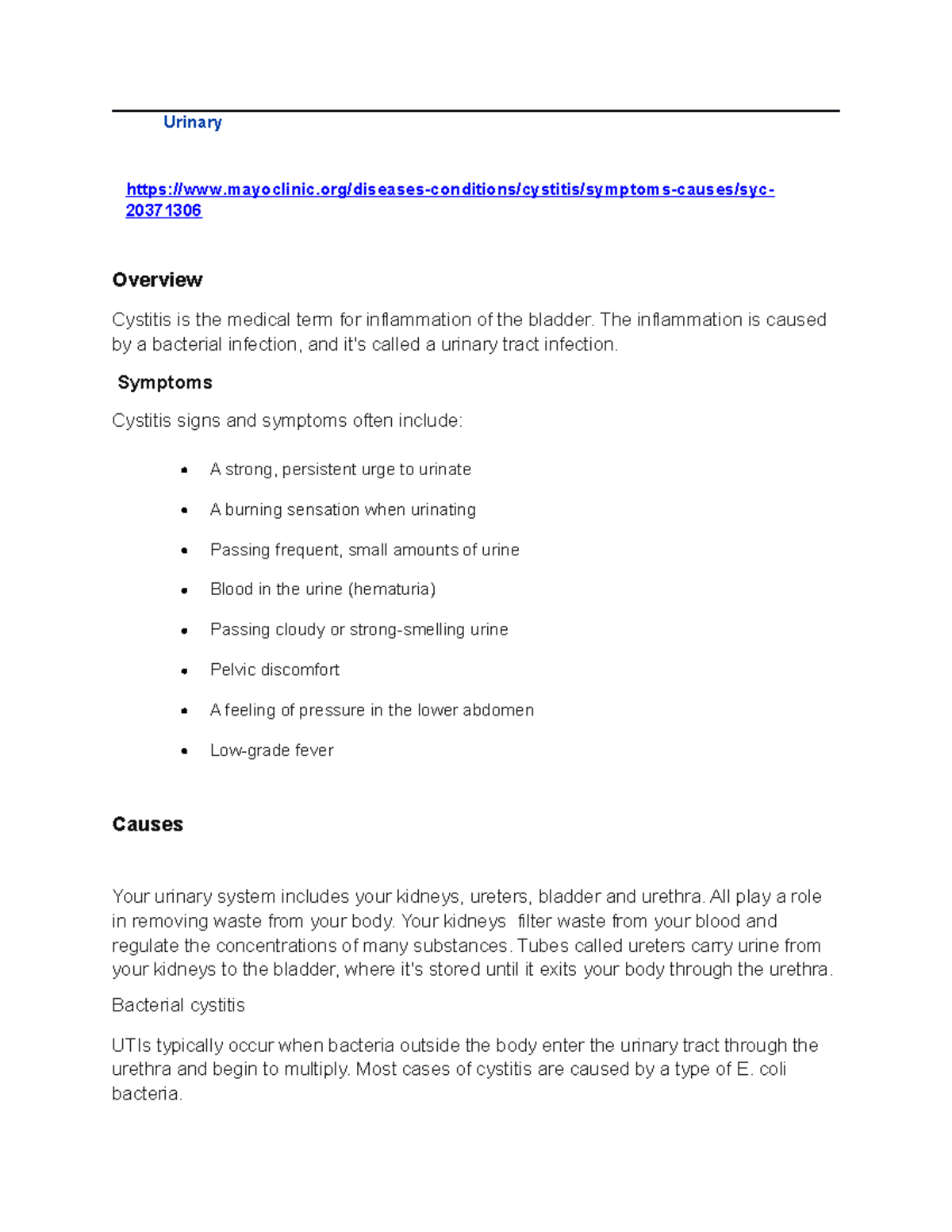 Document (3)ut - medical coding - Urinary - Studocu