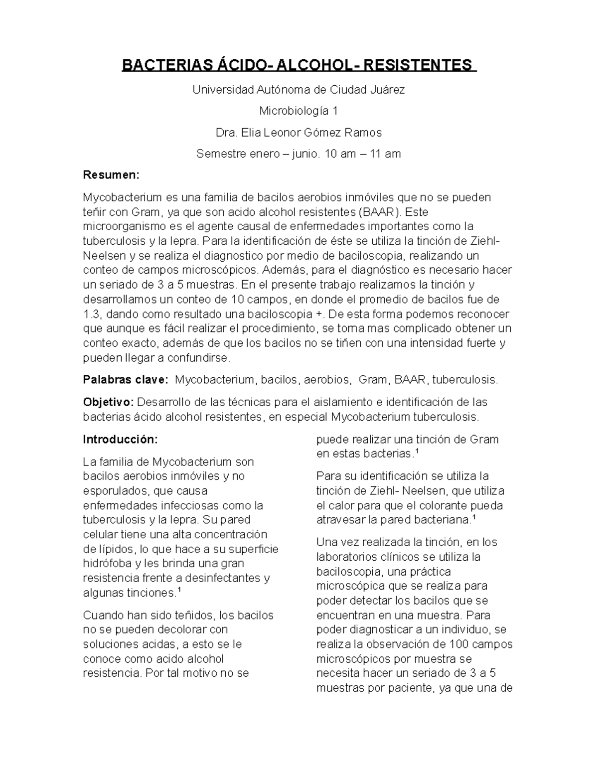 Practica 7. Bacterias acido-alcohol resistentes - BACTERIAS ÁCIDO ...