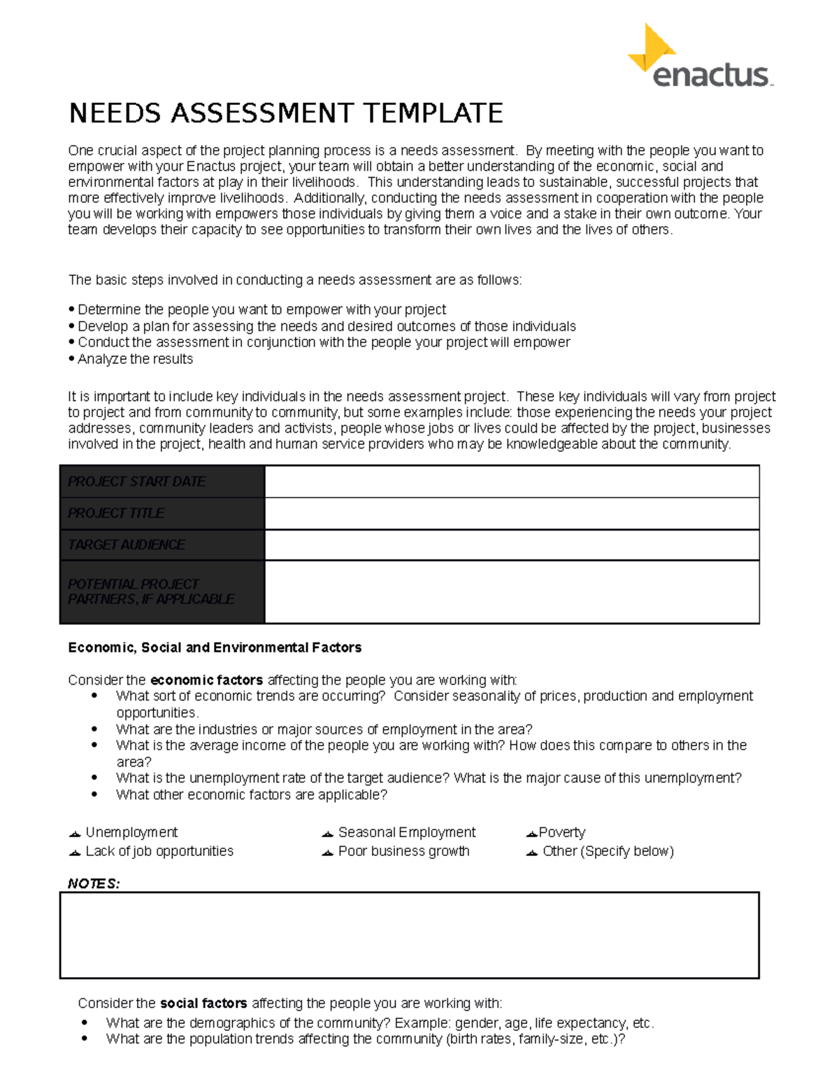 Needs Assessment - NEEDS ASSESSMENT TEMPLATE One crucial aspect of the ...