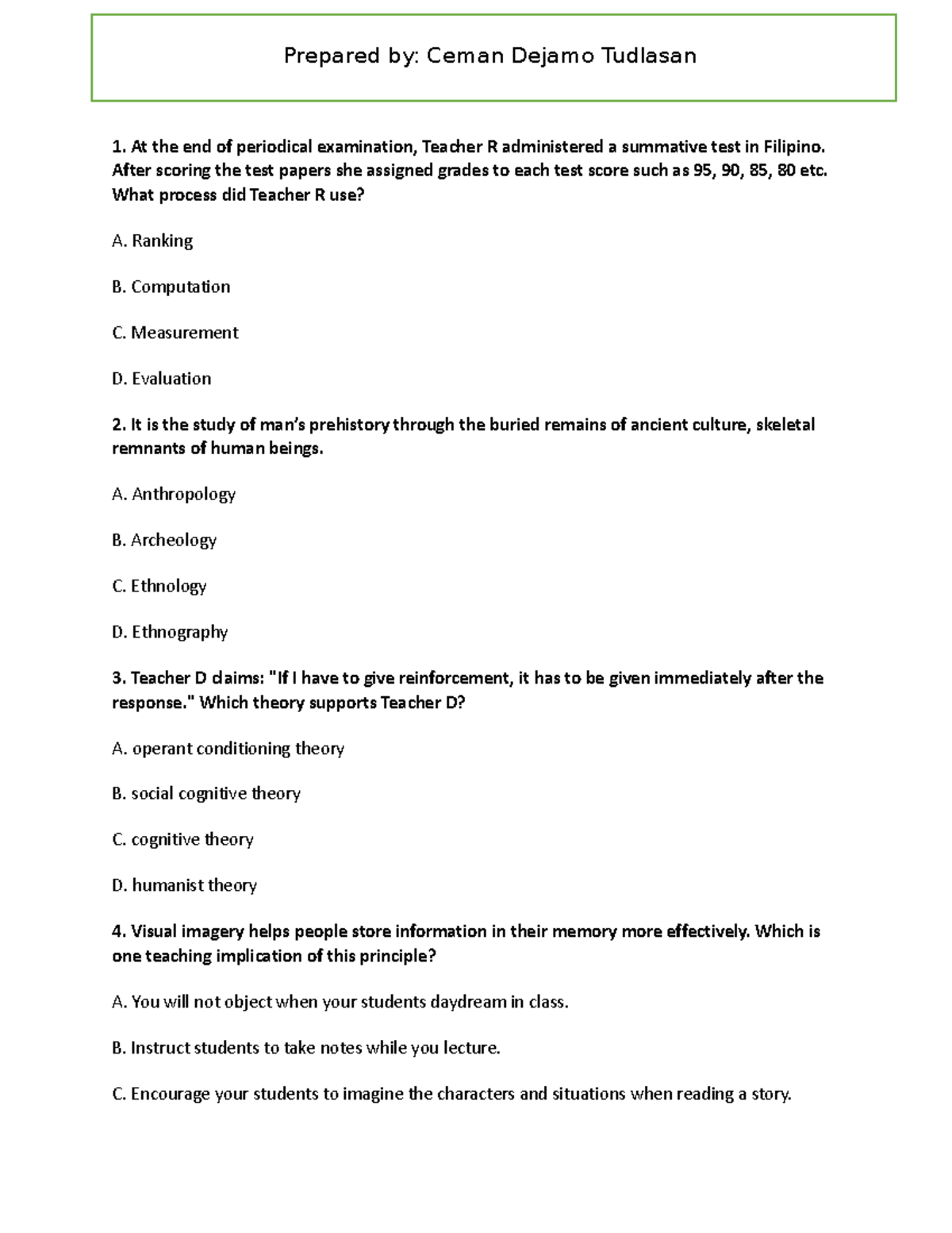 150Questions Exam - This is a notes for exam practice, - At the end of ...