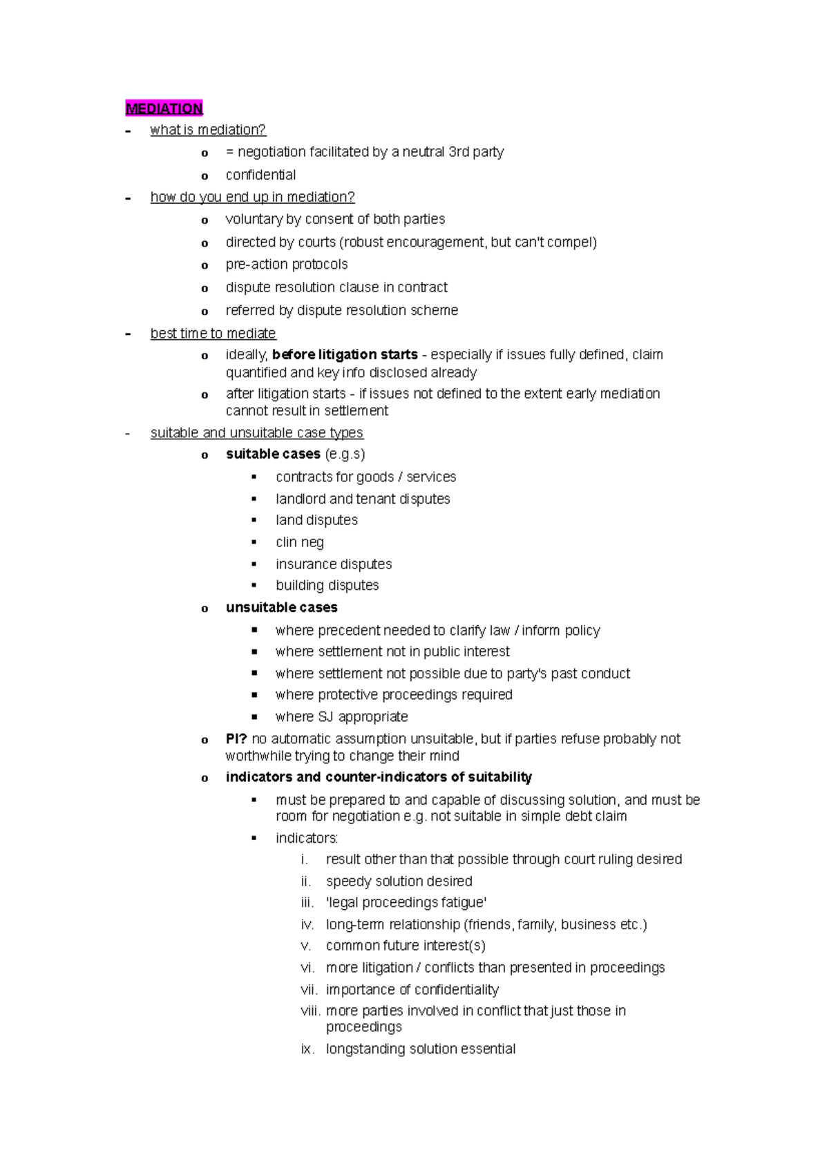Mediation 04 - MEDIATION what is mediation? o = negotiation facilitated ...
