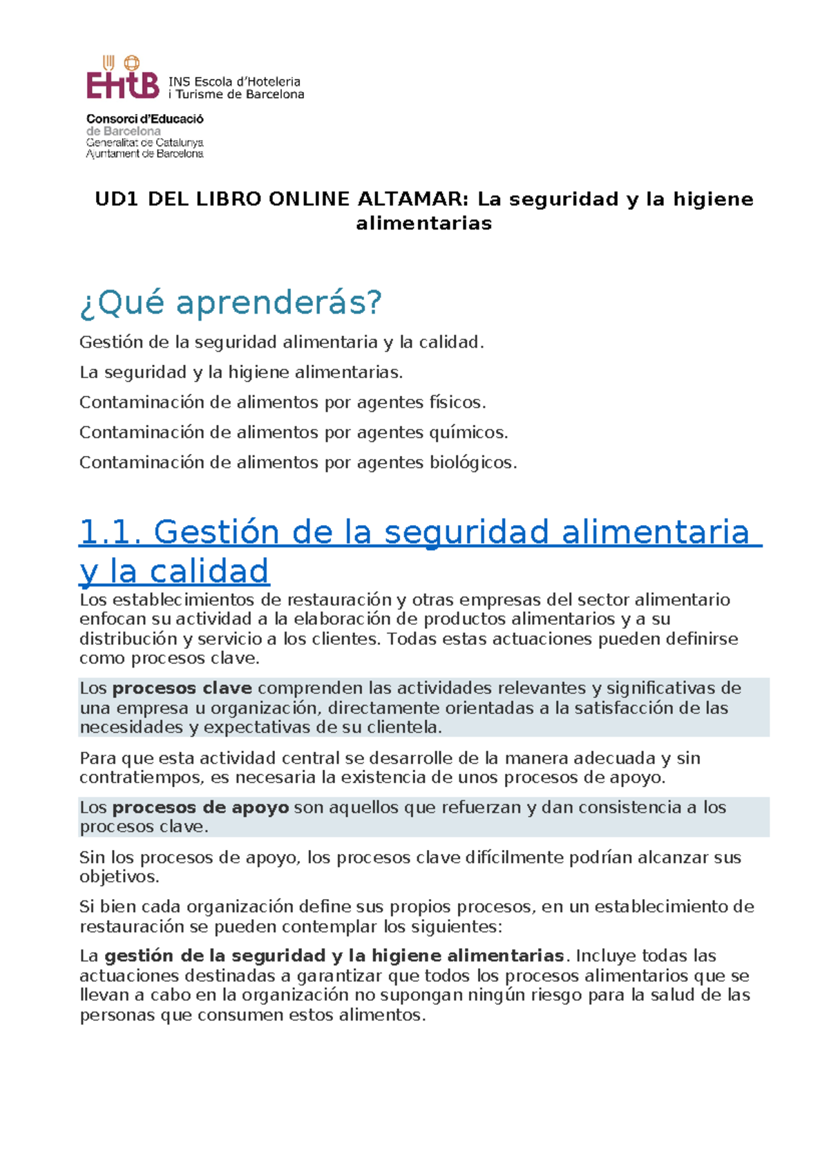 UD1- Teoria - apunts - UD1 DEL LIBRO ONLINE ALTAMAR: La seguridad y la higiene alimentarias ¿Qué ...