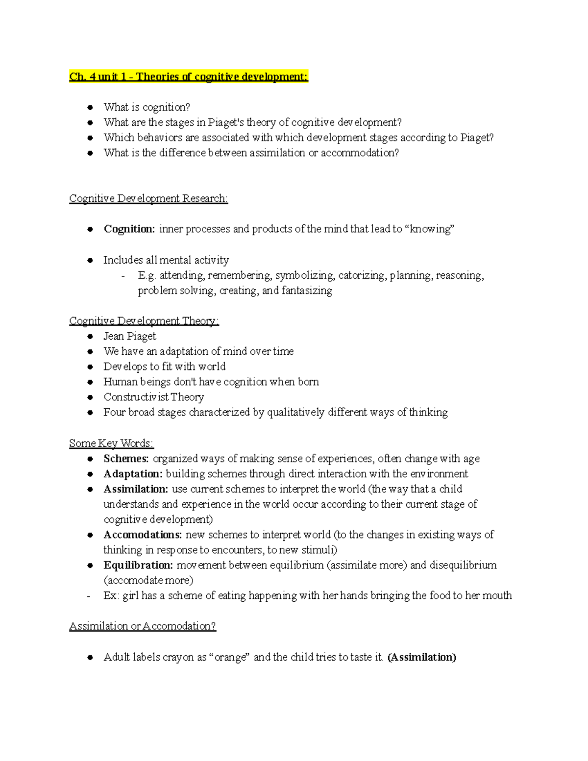 DEP ch. 4 lecture notes - Ch. 4 unit 1 - Theories of cognitive ... DEP ch. 4 lecture notes - Ch. 4 unit 1 - Theories of cognitive ...