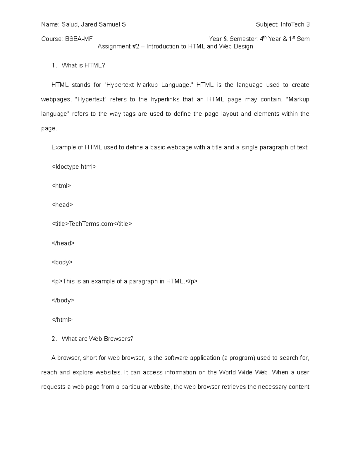 Assignment-2 - Information Technology - Course: BSBA-MF Assignment #2 ...