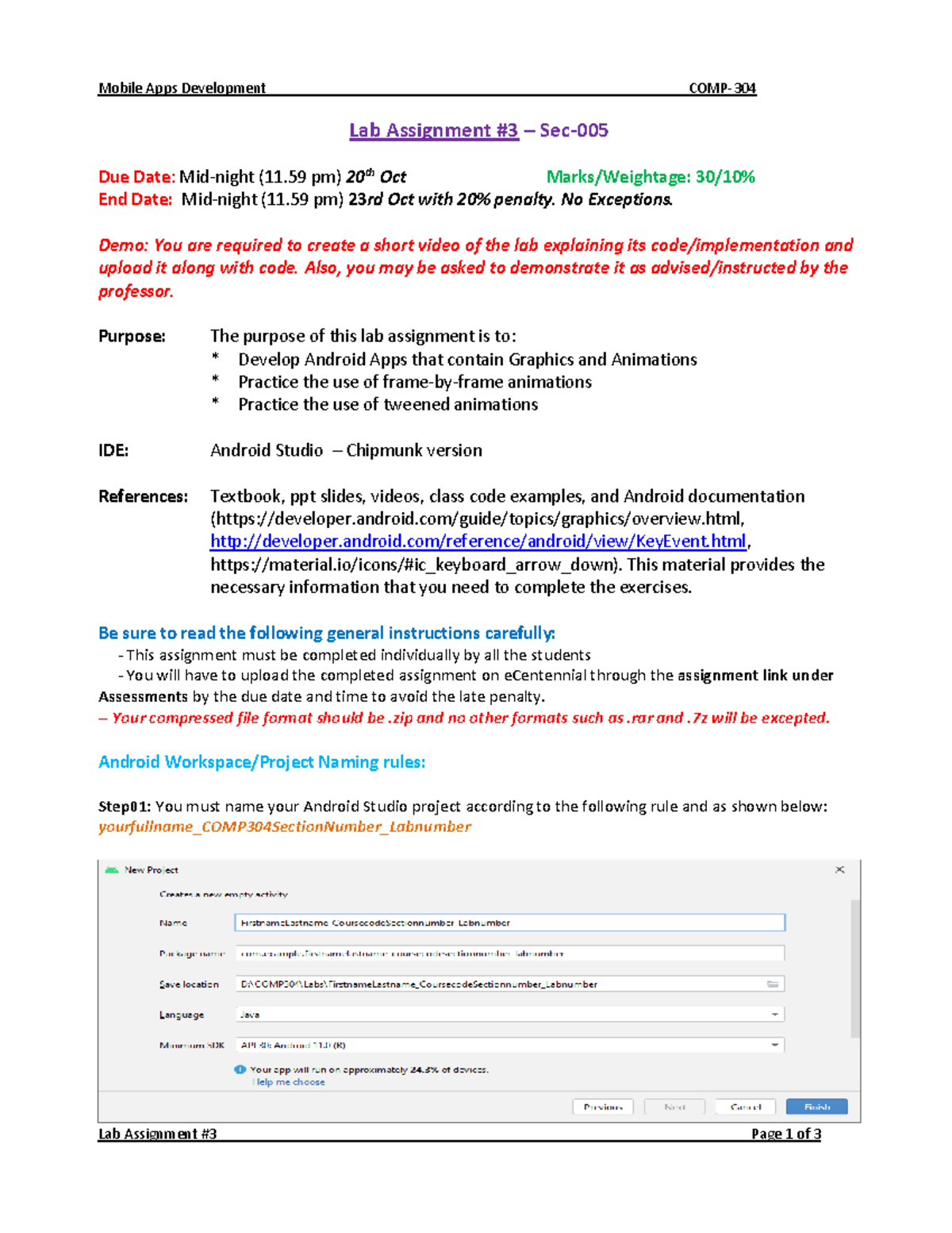 Lab03 COMP304-005-F22 - Mobile Apps Development COMP- Lab Assignment #3 Page 1 of 3 Lab ...
