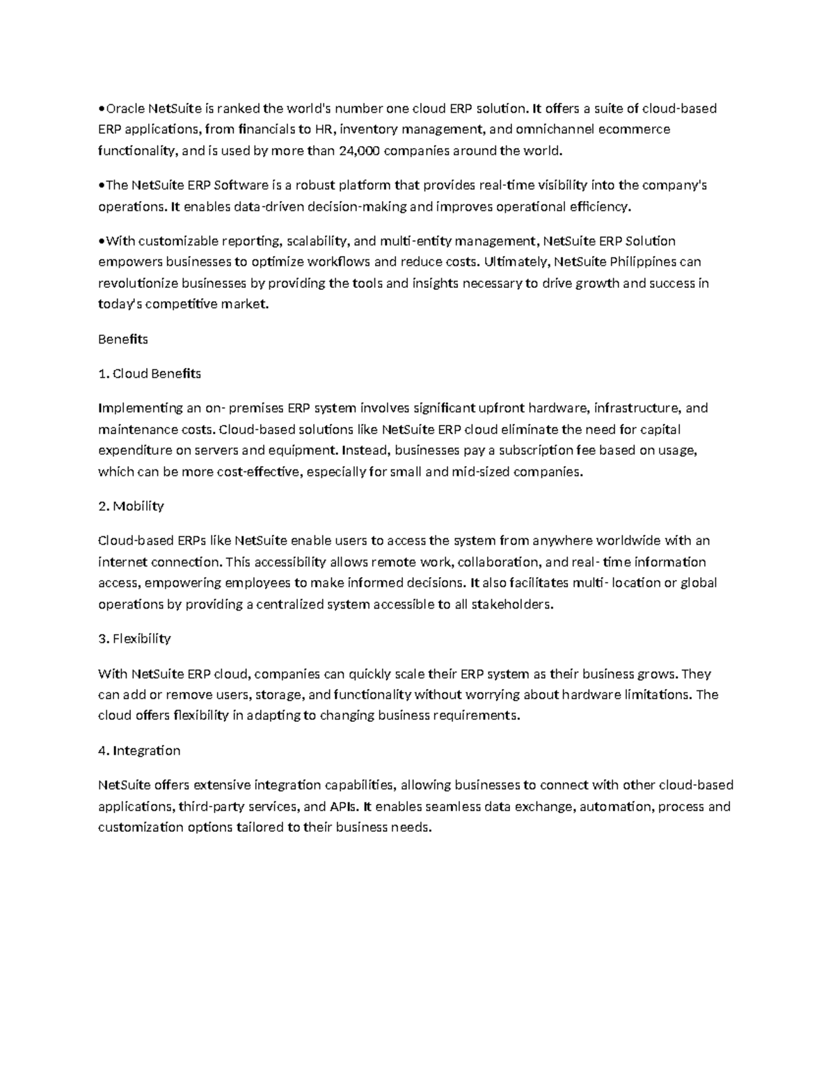 Benefits of Oracle NetSuite - •Oracle NetSuite is ranked the world's ...