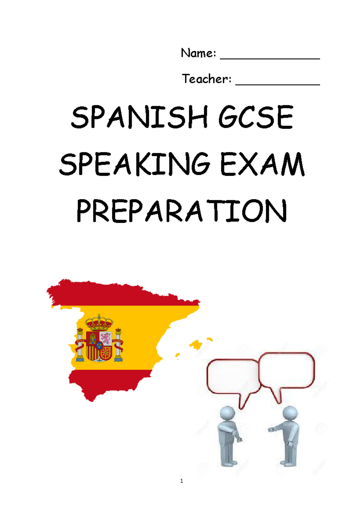 GCSE AQA Spanish Speaking Practice Booklet - Name ...