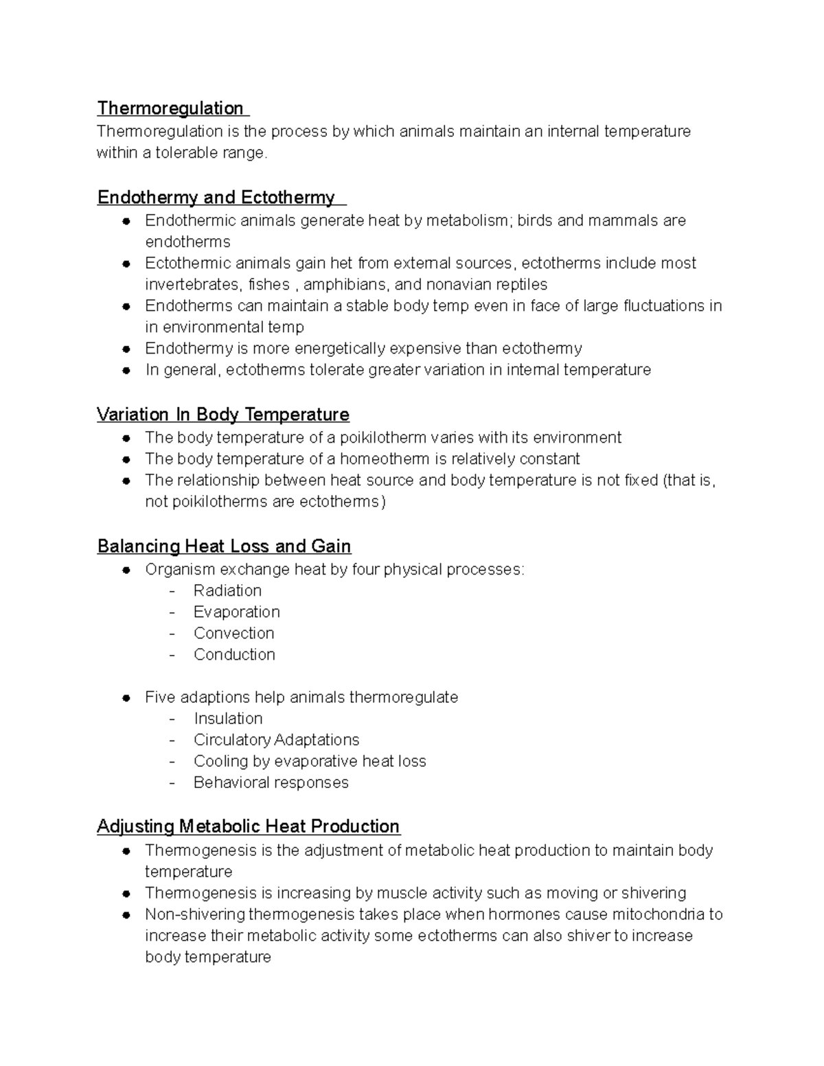 Thermoregulation Biology Notes - Thermoregulation Thermoregulation is ...