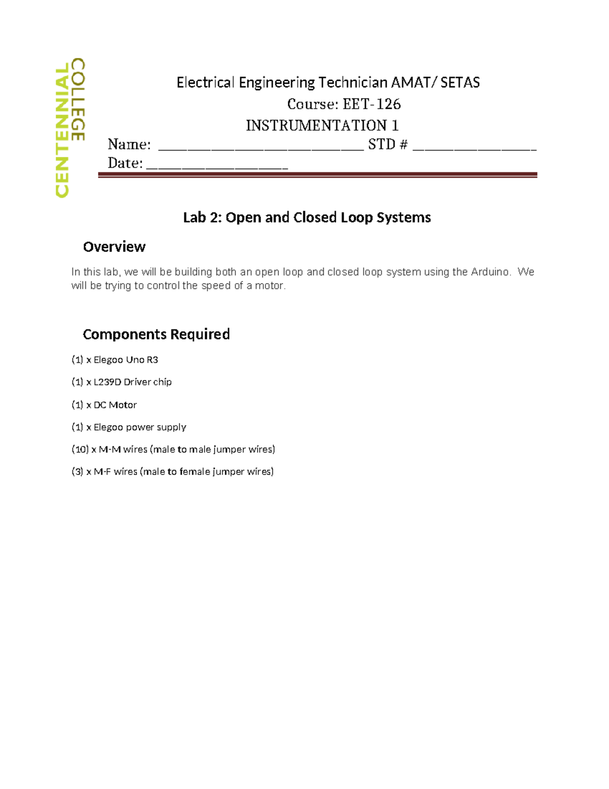 EET-126 Lab 2 Instructions - Electrical Engineering Technician AMAT ...
